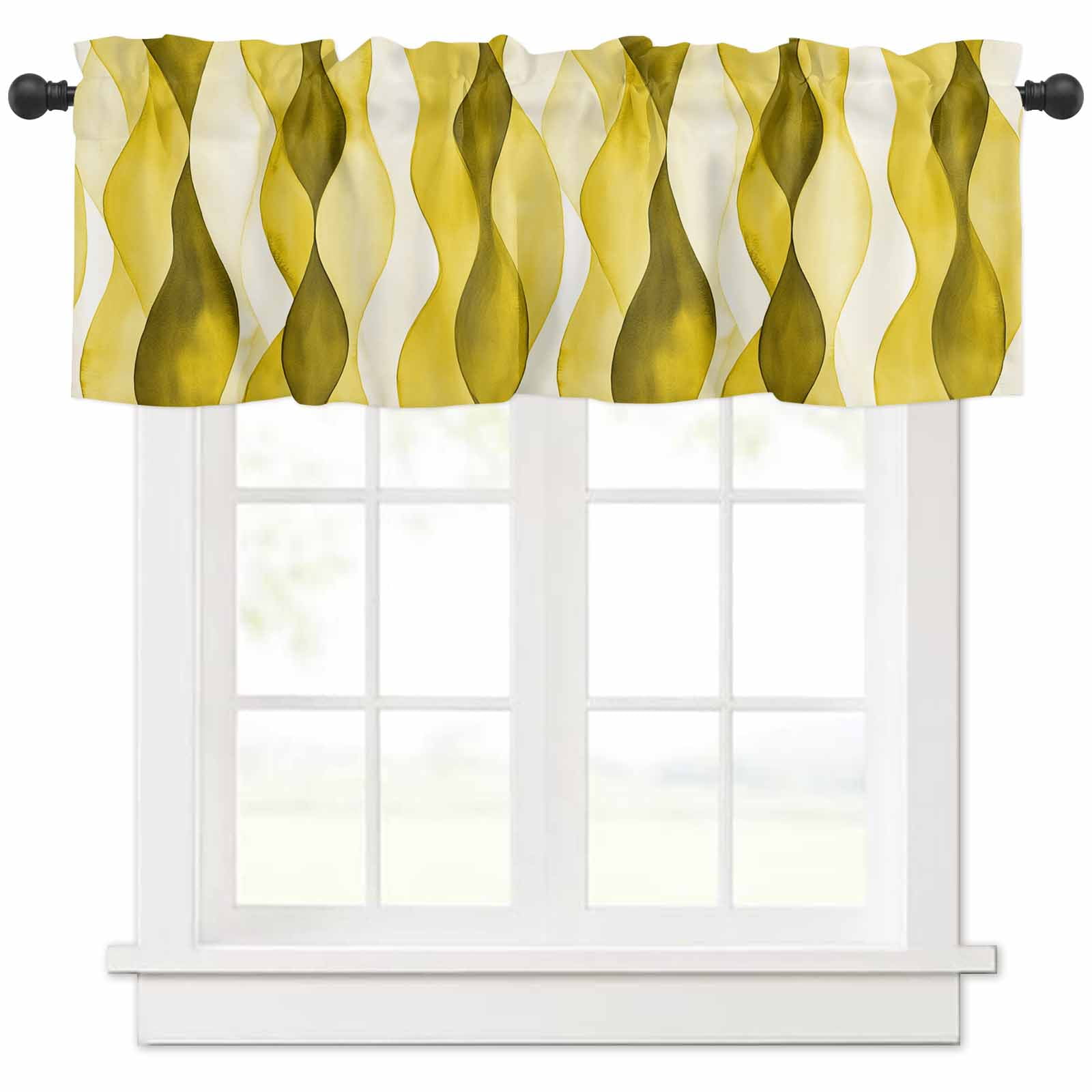 nqOlkjepod Yellow Stripes Farmhouse Short Window Curtain Valances ...
