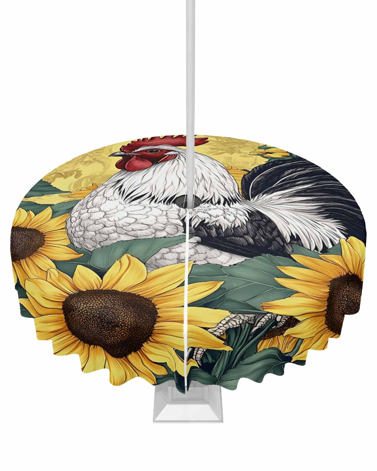 nqOlkjepod Yellow Sunflower Rooster Outdoor Tablecloth with Umbrella ...