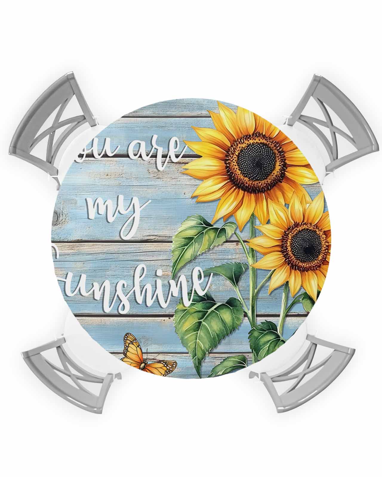 nqOlkjepod Yellow Sunflower Round Tablecloth, Fitted Table Cover with ...