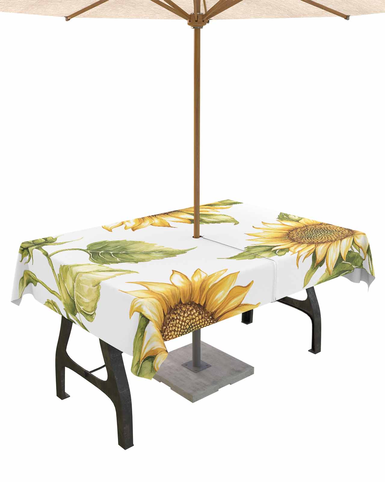 nqOlkjepod Yellow Sunflowers Outdoor Tablecloth with Umbrella Hole ...