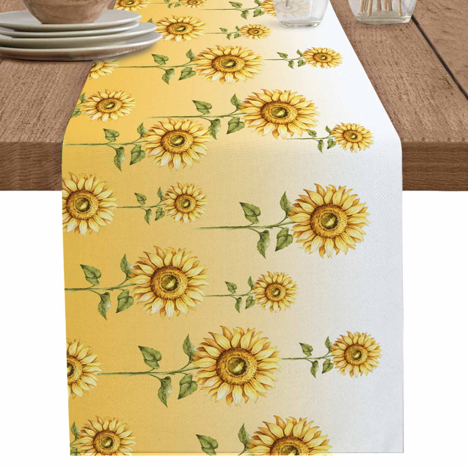 nqOlkjepod Yellow Sunflowers Table Runner 108 Inches Long Farmhouse Dress Scarves, Watercolor ...