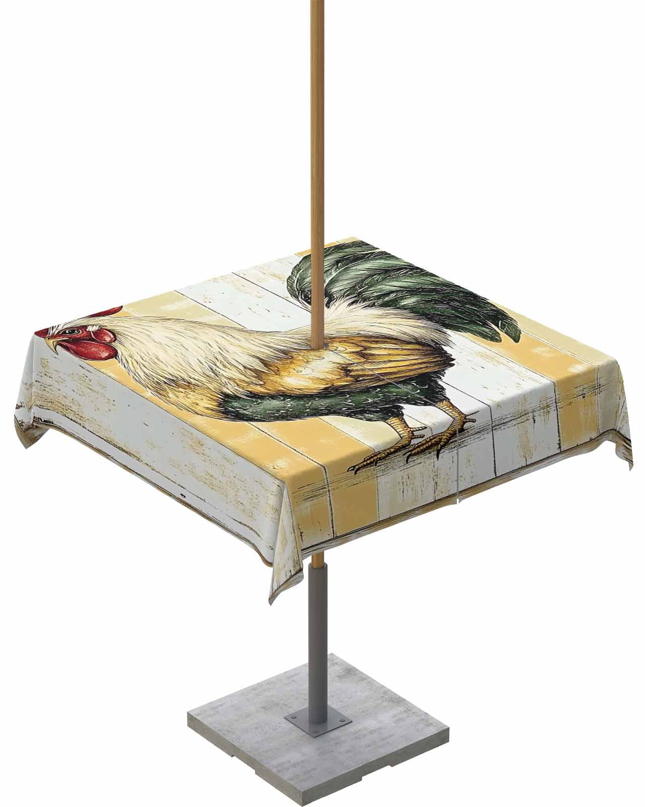 nqOlkjepod Yellow Vintage Rooster Outdoor Tablecloth with Umbrella Hole ...