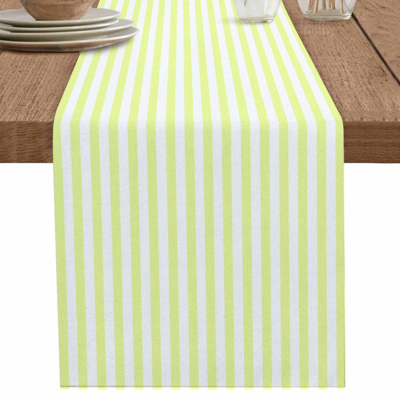 nqOlkjepod Yellow White Stripe Table Runner 90 Inches Long Farmhouse ...