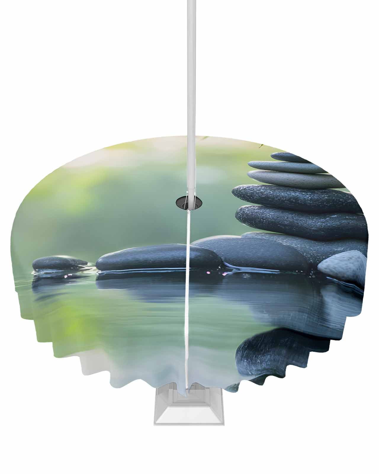 nqOlkjepod Zen Stones Outdoor Tablecloth with Umbrella Hole & Zipper ...