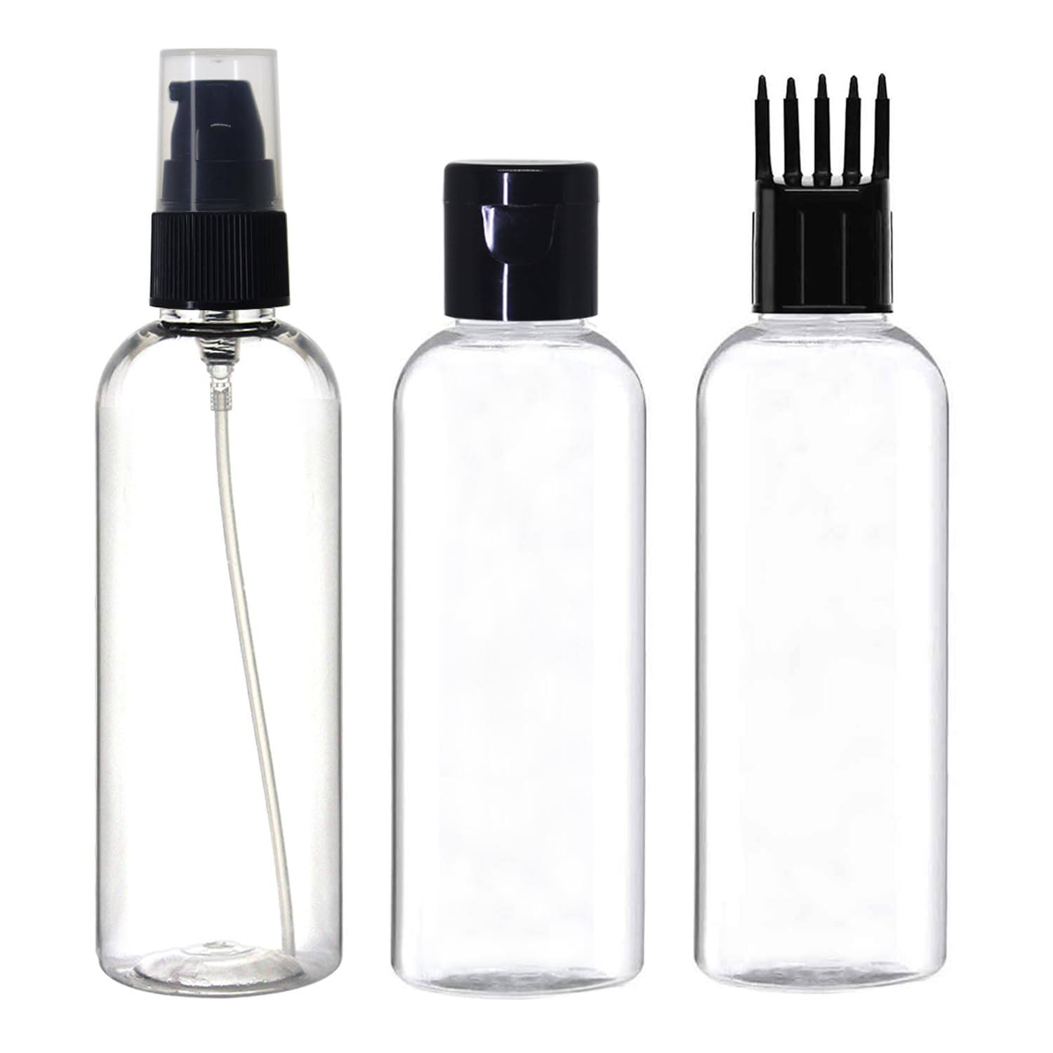 nsb herbals Combo Of 100 ml Clear Plastic Empty Black Flip Top Cap Comb ...