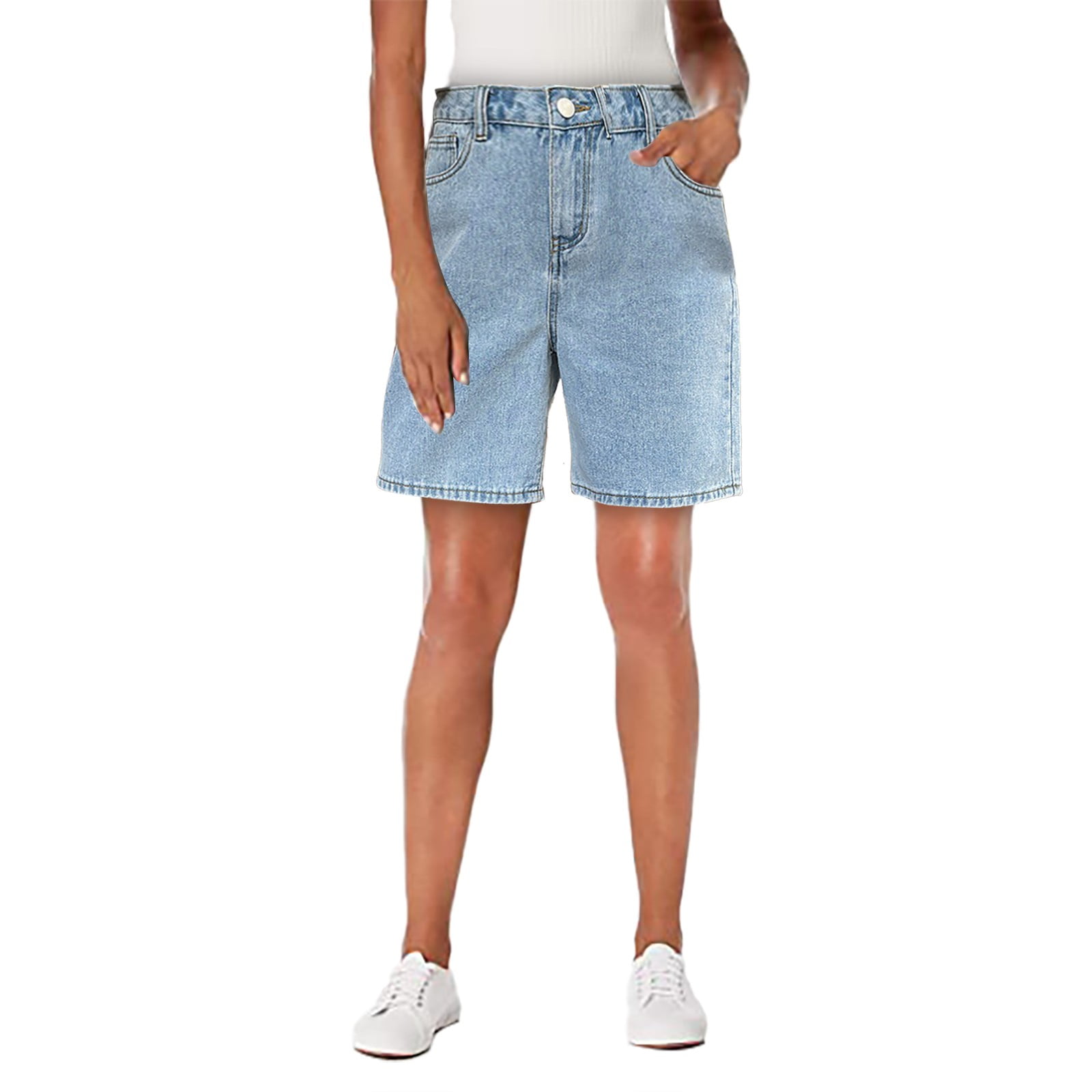 nsendm Women's Shorts Plus Size Denim Women's Cotton Casual Multi ...