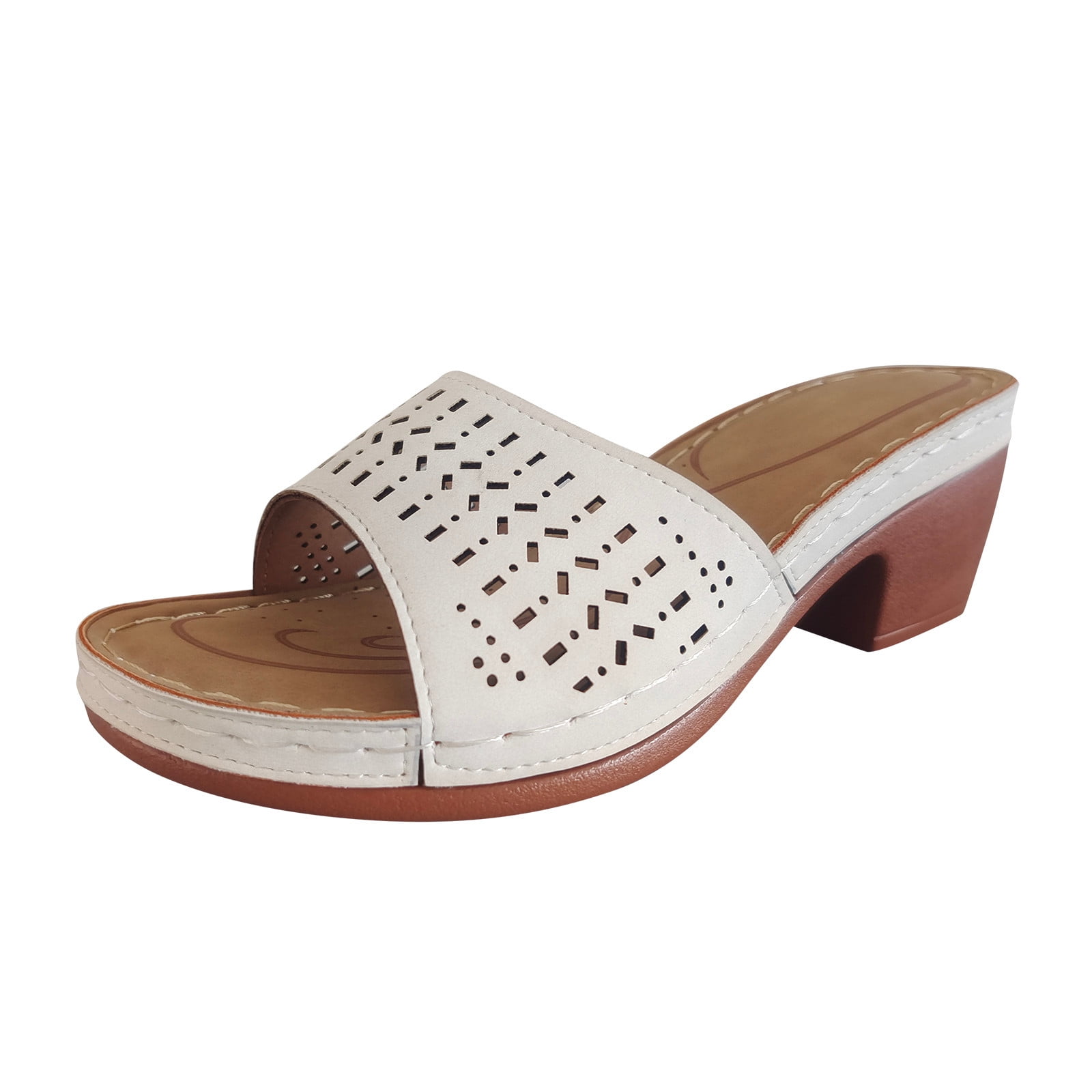 nsendm Female Shoes Adult Puffy Slippers for Women Hollowed Out Leather ...