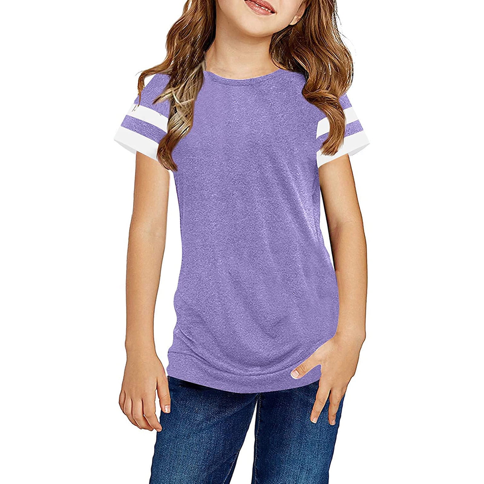 nsendm Girl Tshirts Girls T Shirts Short Sleeve Summer Basic Tees Top ...