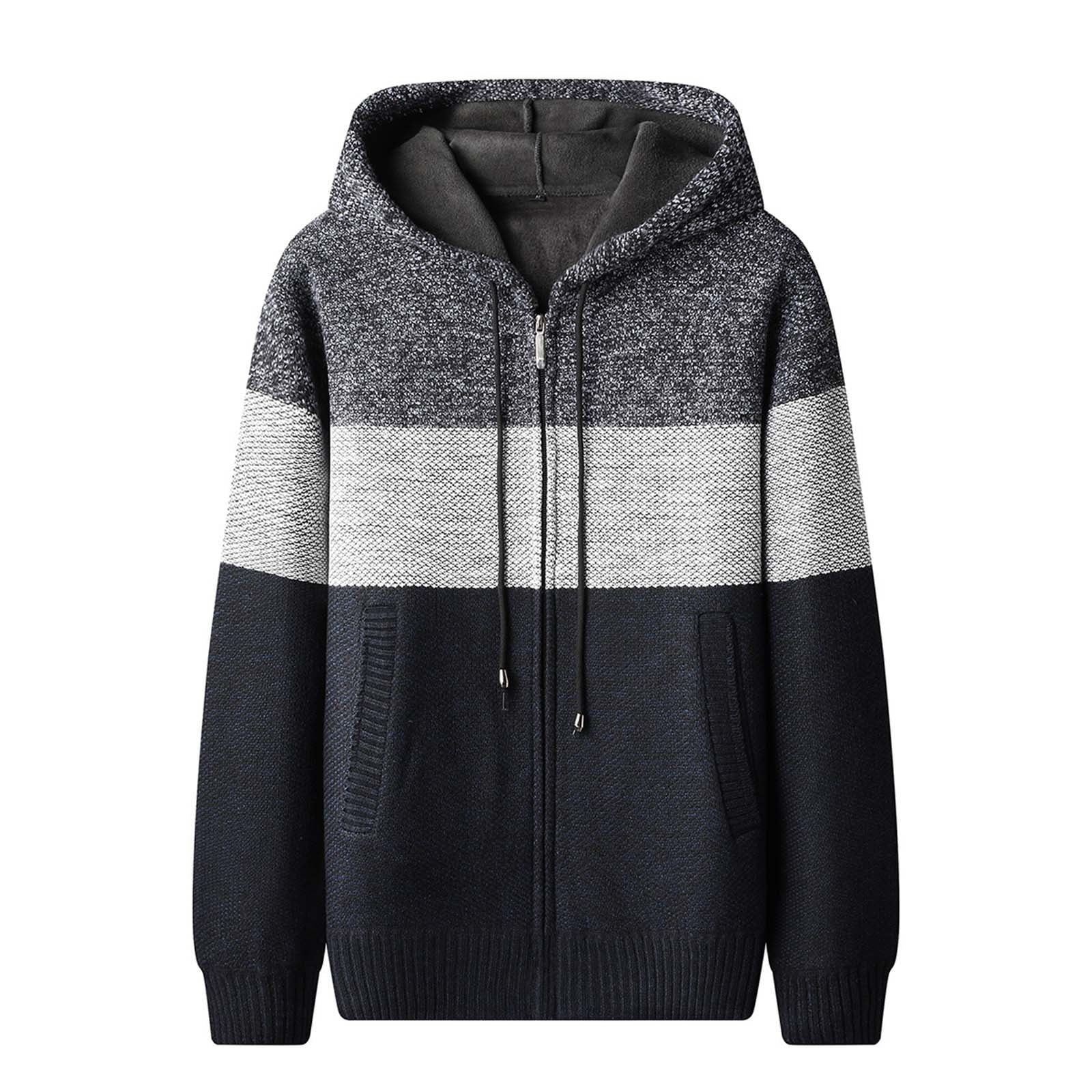 nsendm Mens Full Zip Sweater Jacket,Men's Cardigan Sweater Wool Blend ...
