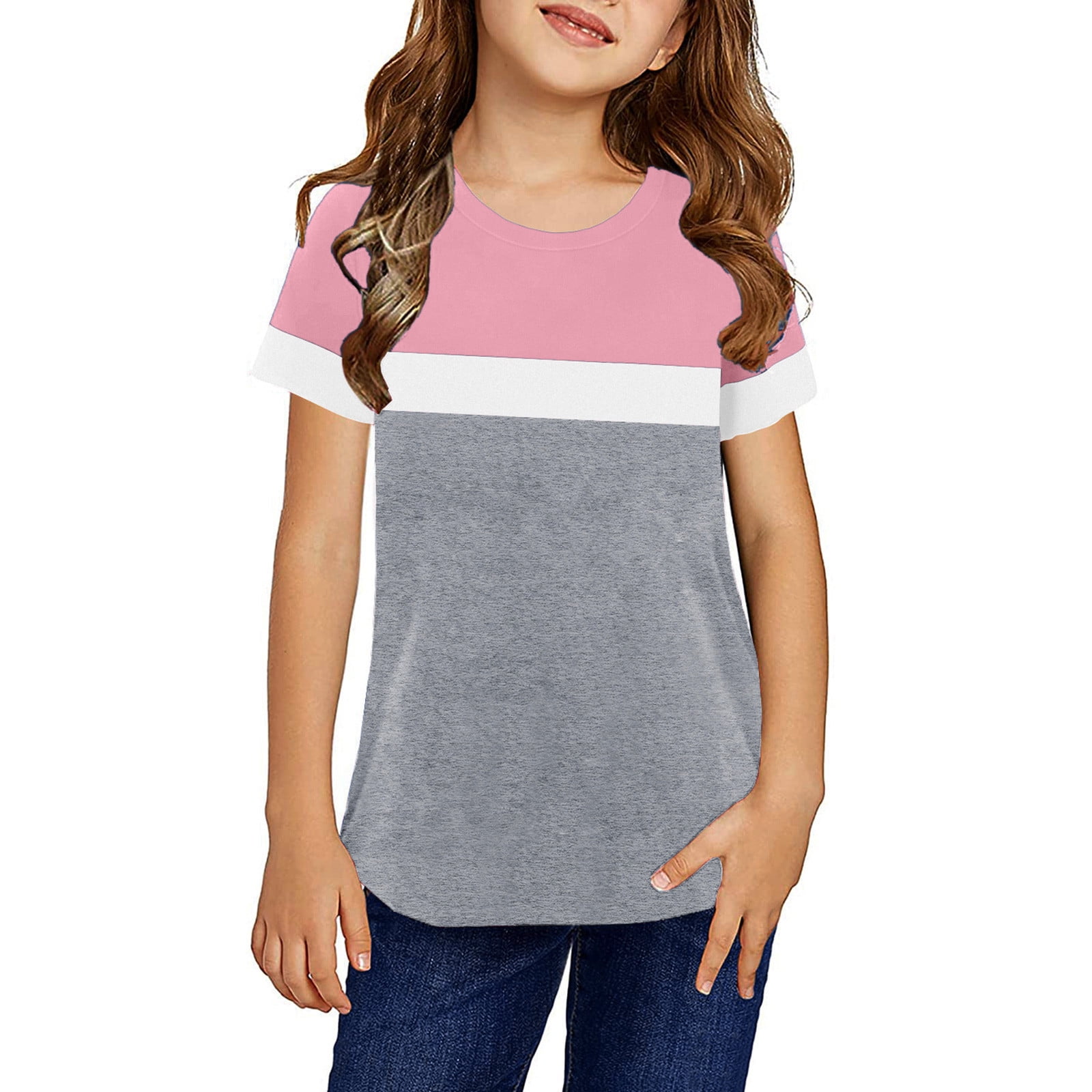 nsendm Shirts for Teen Girls Toddler Kids Little Girl's Crewneck Solid ...
