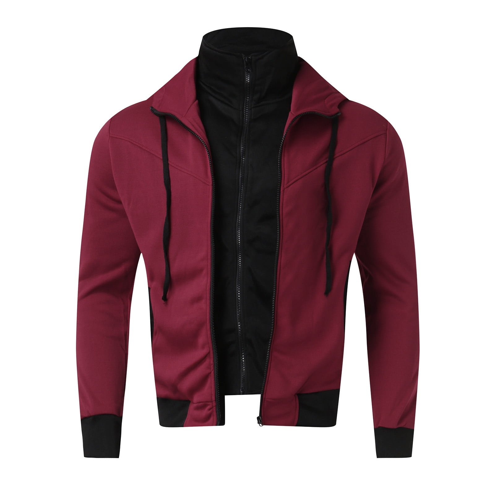 nsendm Sweater Men,Long Hooded Cardigan Ruffle Shawl Collar Open Front ...