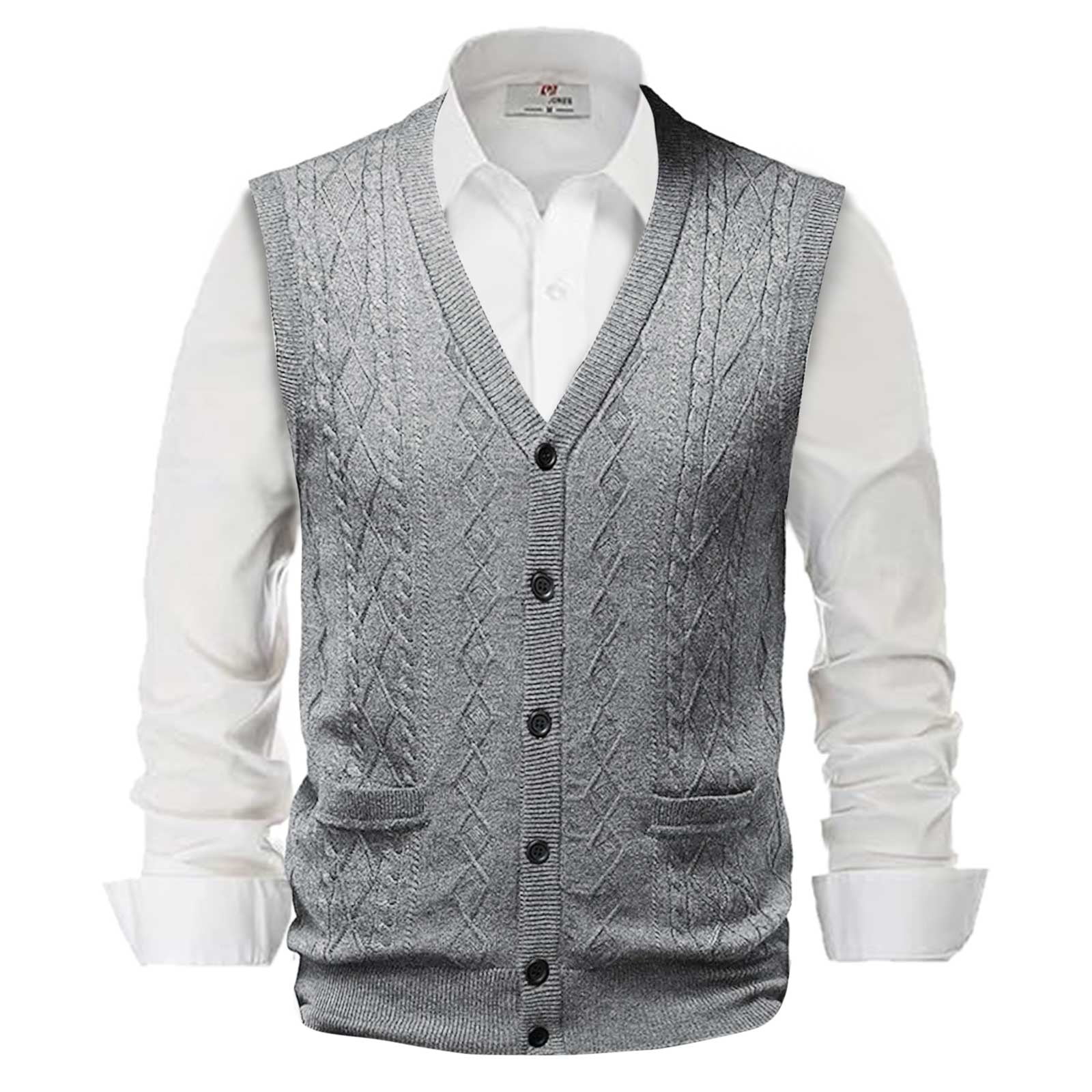 nsendm Sweater Vest for Men Slim Fit,Mens V-Neck Button Down Knitted ...