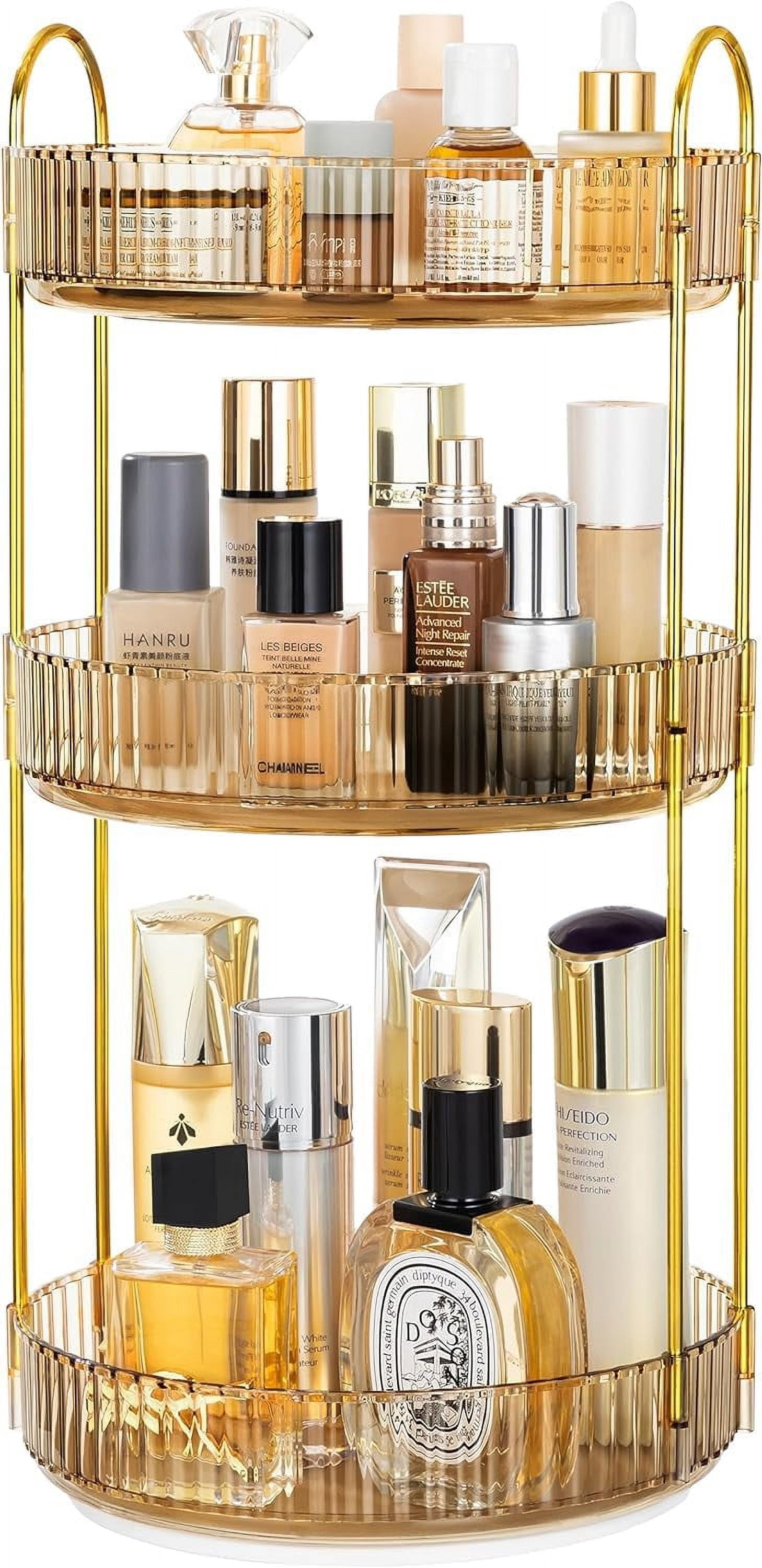nskhka 360 Rotating Makeup Organizer Countertop Clear 3 Tier Bathroom ...