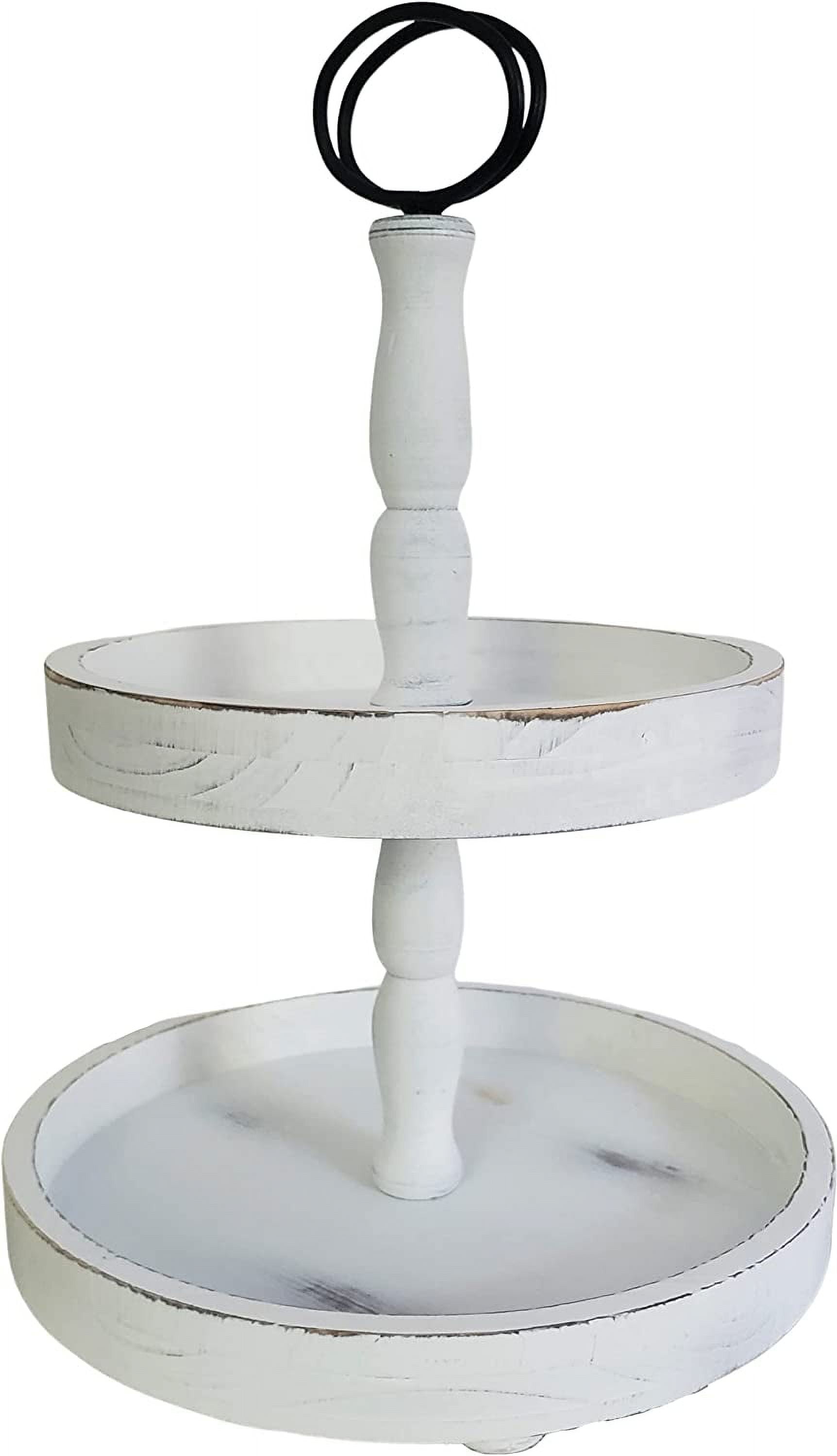 nskhka Two Tier Tray | Decorative Rustic Wood Farmhouse Decor for ...