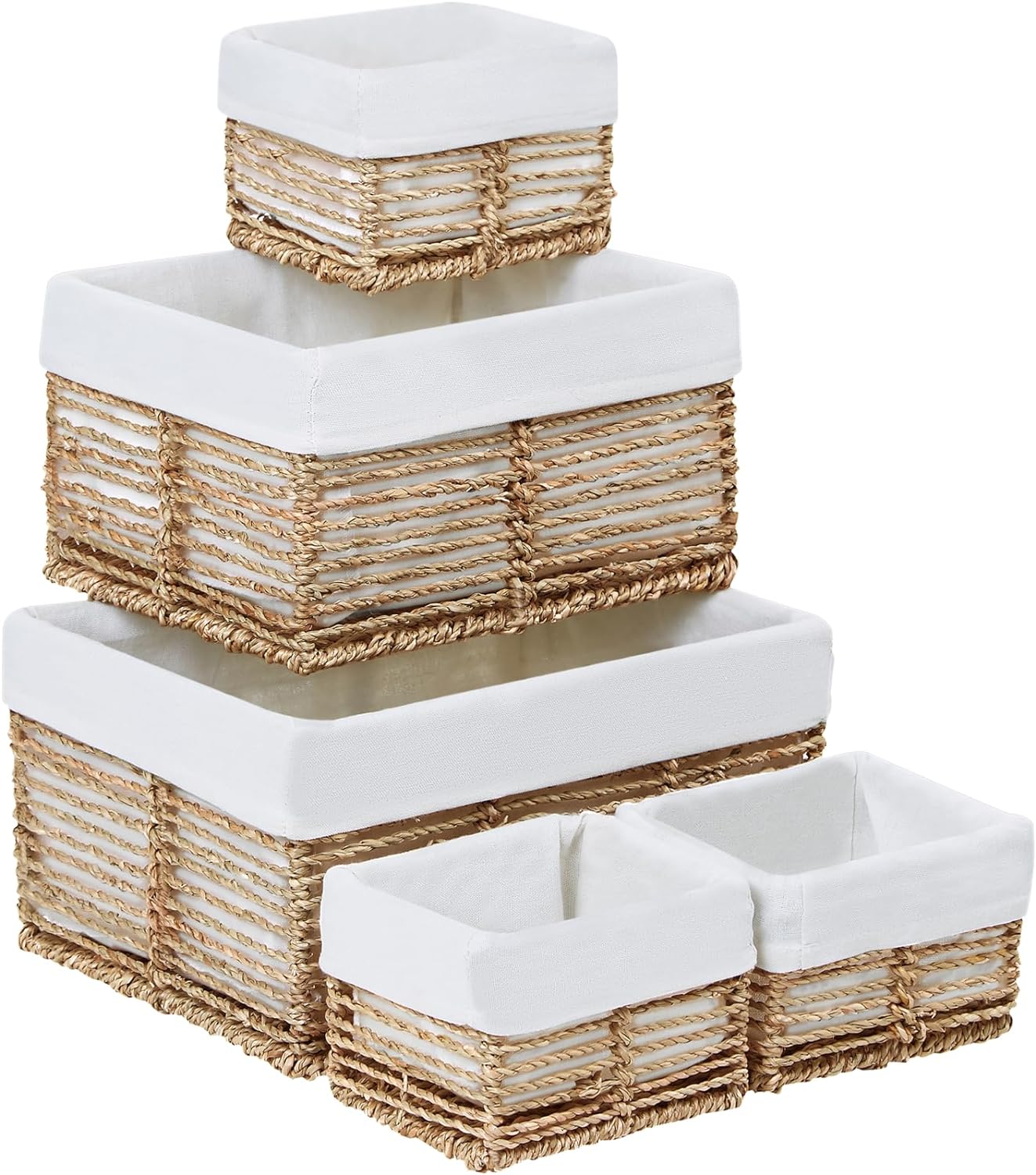 nskhka Wicker Storage Baskets 6 Pack Baskets for Organizing Wicker ...