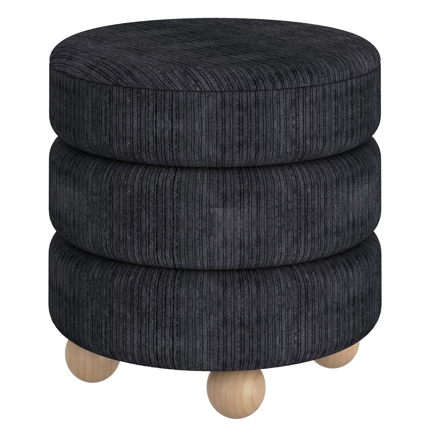 !nspire Modern Fabric Round Ottoman - Black - Walmart.com