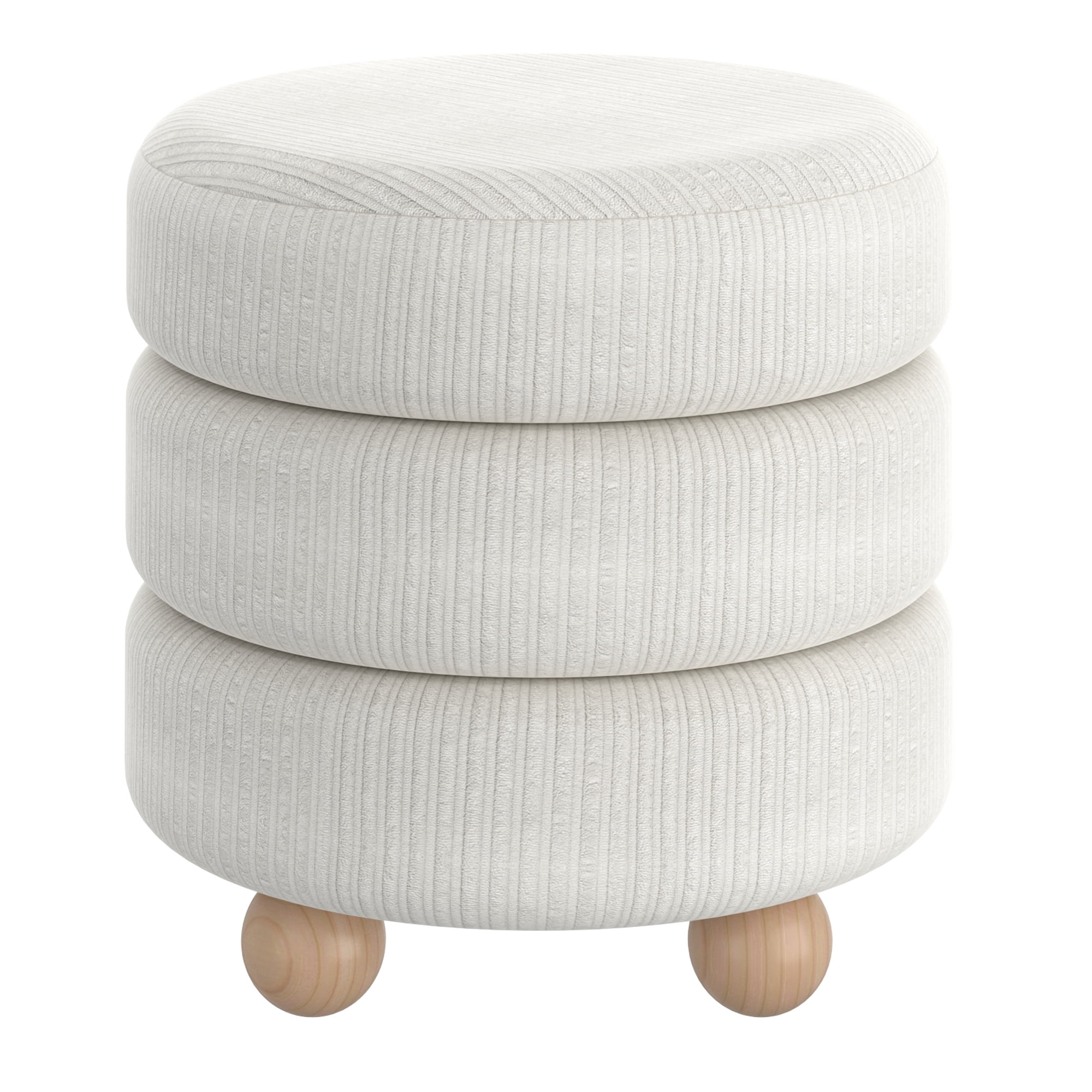 !nspire Modern Fabric Round Ottoman - Ivory - Walmart.com