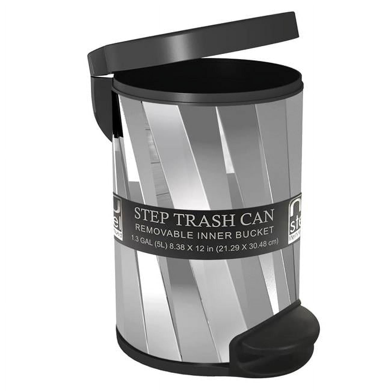 nu steel 5 Liter Round Small Metal Step Trash Can Wastebasket, Garbage ...