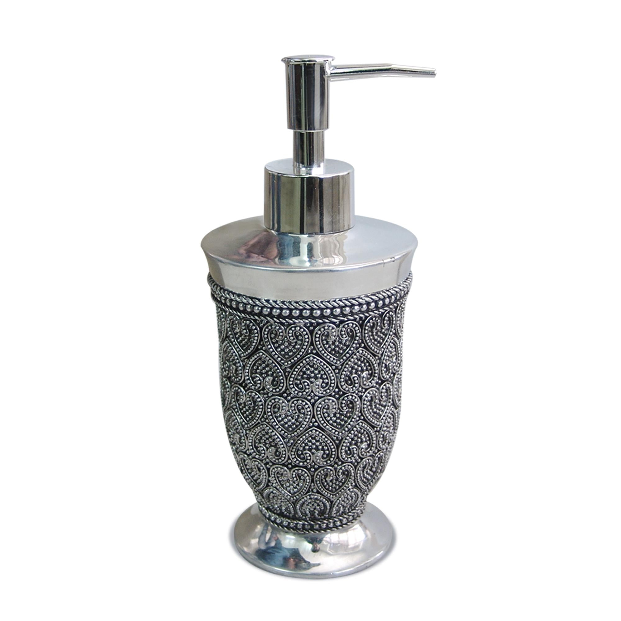 nu steel Beaded Heart Resin Refillable Liquid Soap Dispenser Pump ...