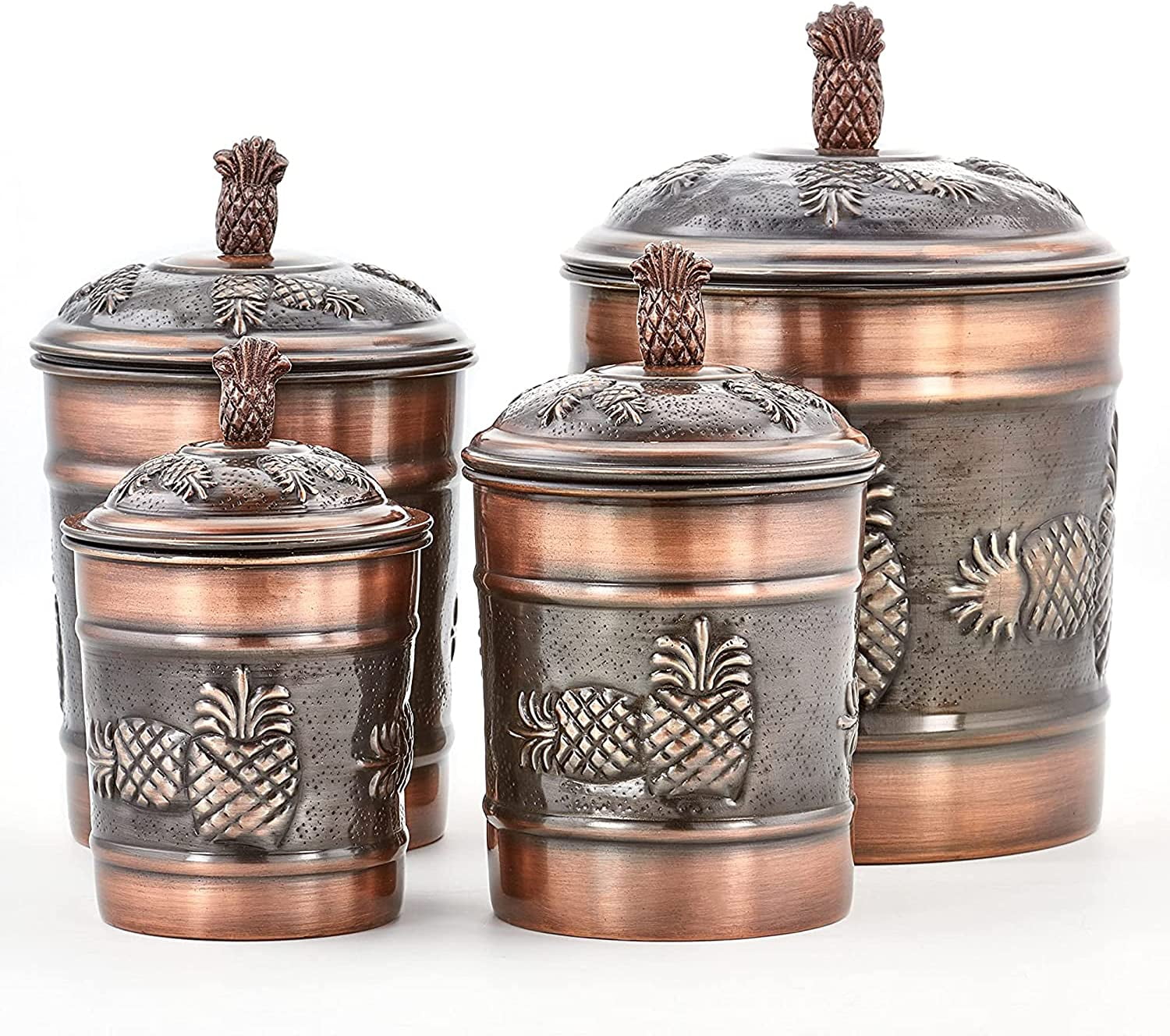 nu steel Pineapple Antique Copper Stainless Steel 4pc Canister Set ...