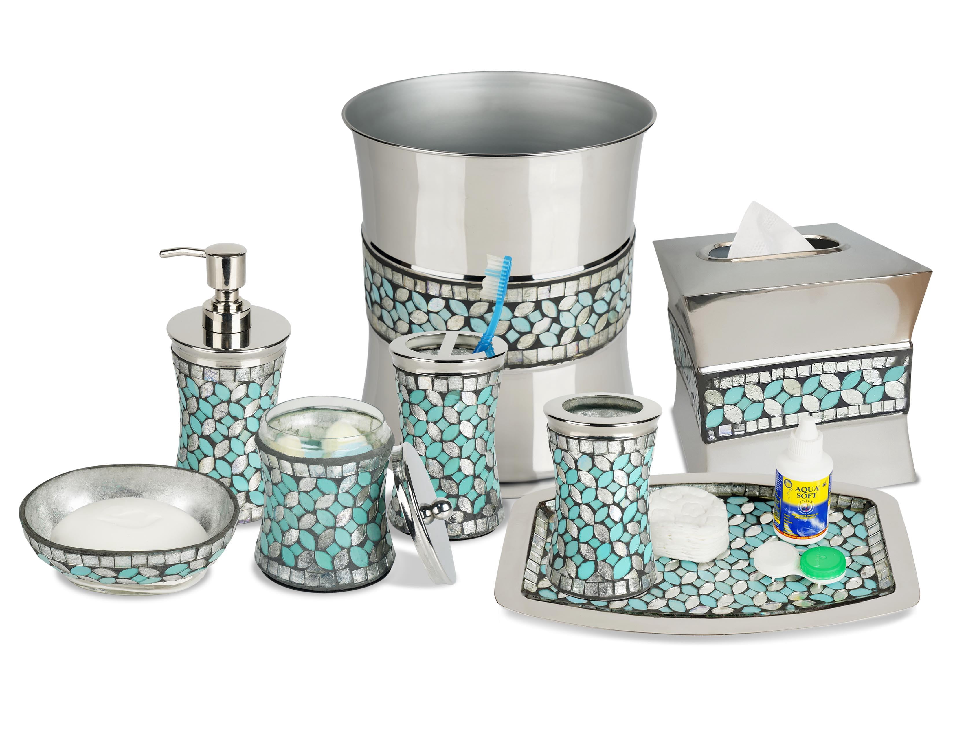 nu steel SF-8PC/SET nu steel Sea Foam Bath Accessory Set for Vanity ...