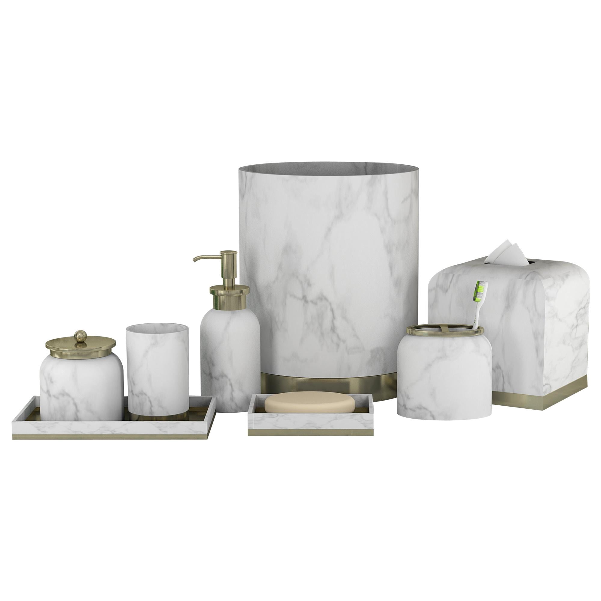 nu steel resin Misty Silver bathroom accessories set, 8 piece Luxury ...