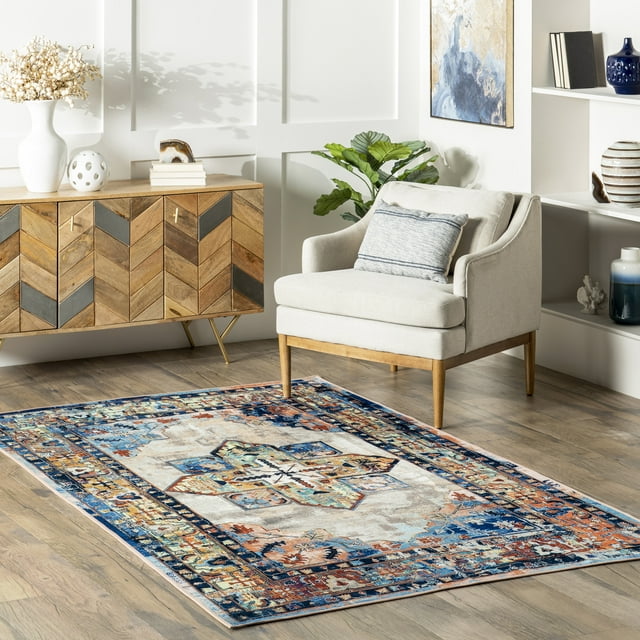 nuLOOM Abby Traditional Medallion Machine Washable Area Rug, 4' x 6 ...