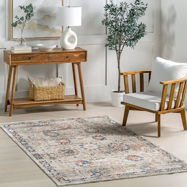 nuLOOM Acelynn Distressed Traditional Area Rug, 8' x 10', Acelynn Beige ...