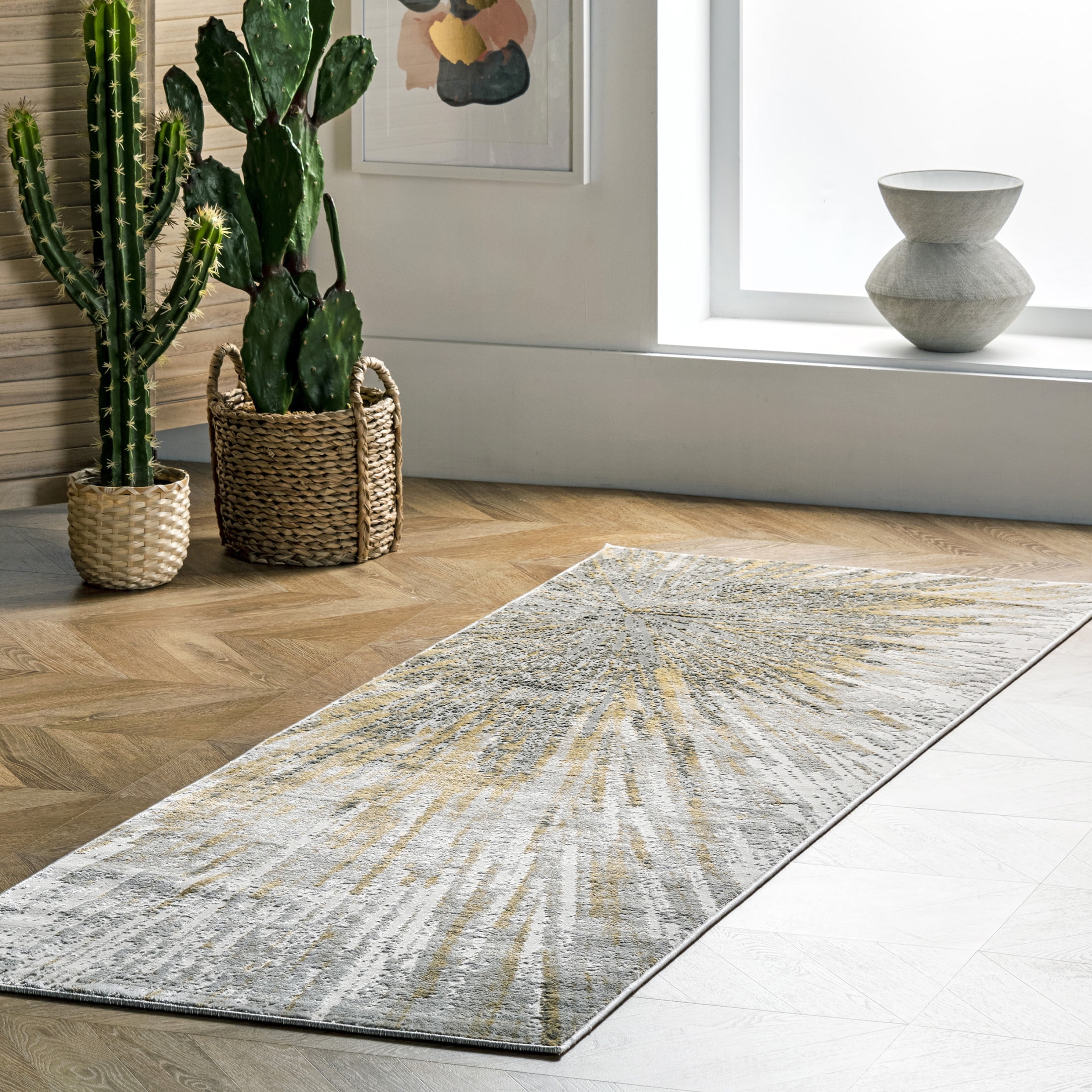 nuLOOM Amaya Abstract Area Rug, 2' 8" x 8', Runner, Amaya Gold ...