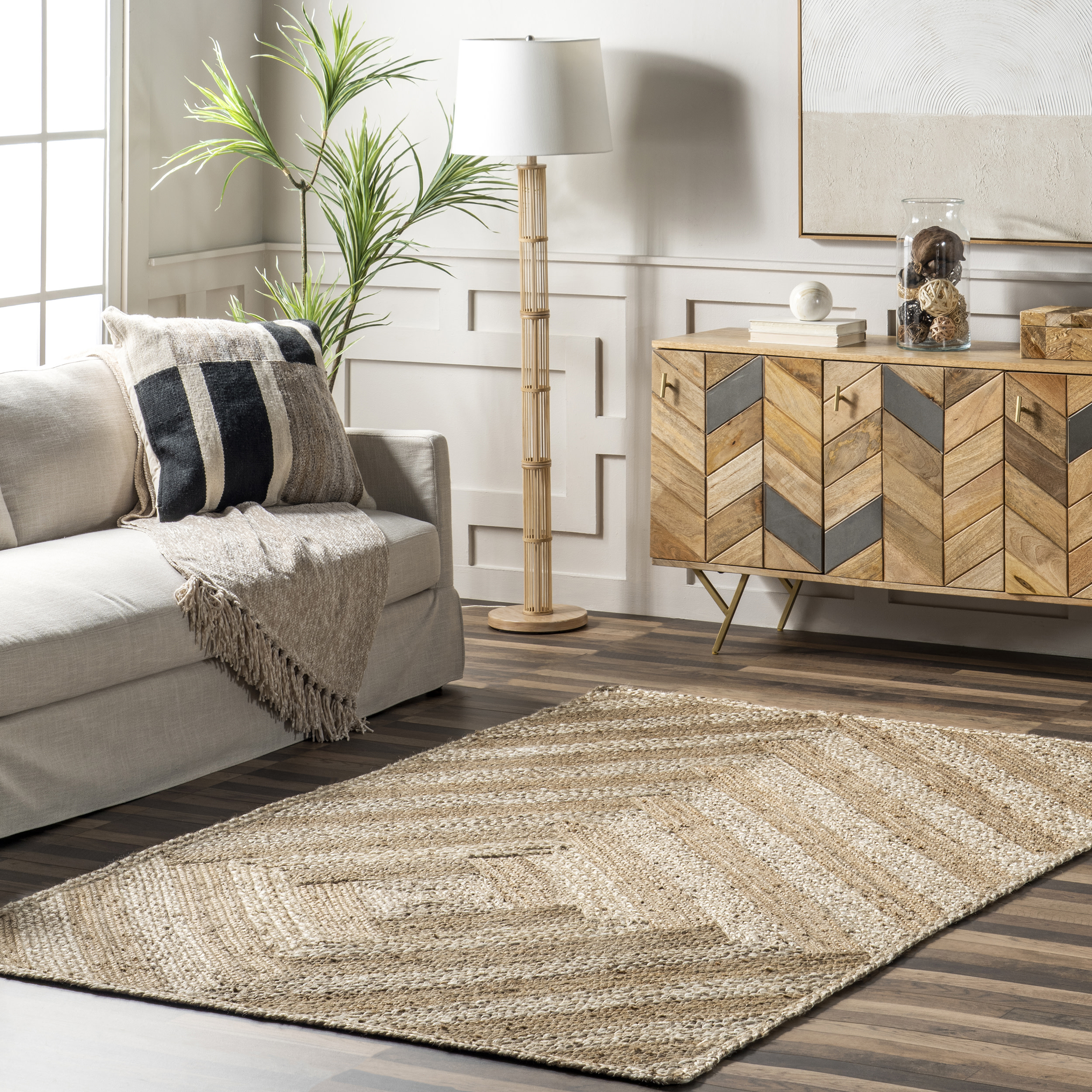 nuLOOM Anneli Nested Diamond Jute Area Rug, 8' x 10', Natural - Walmart.com