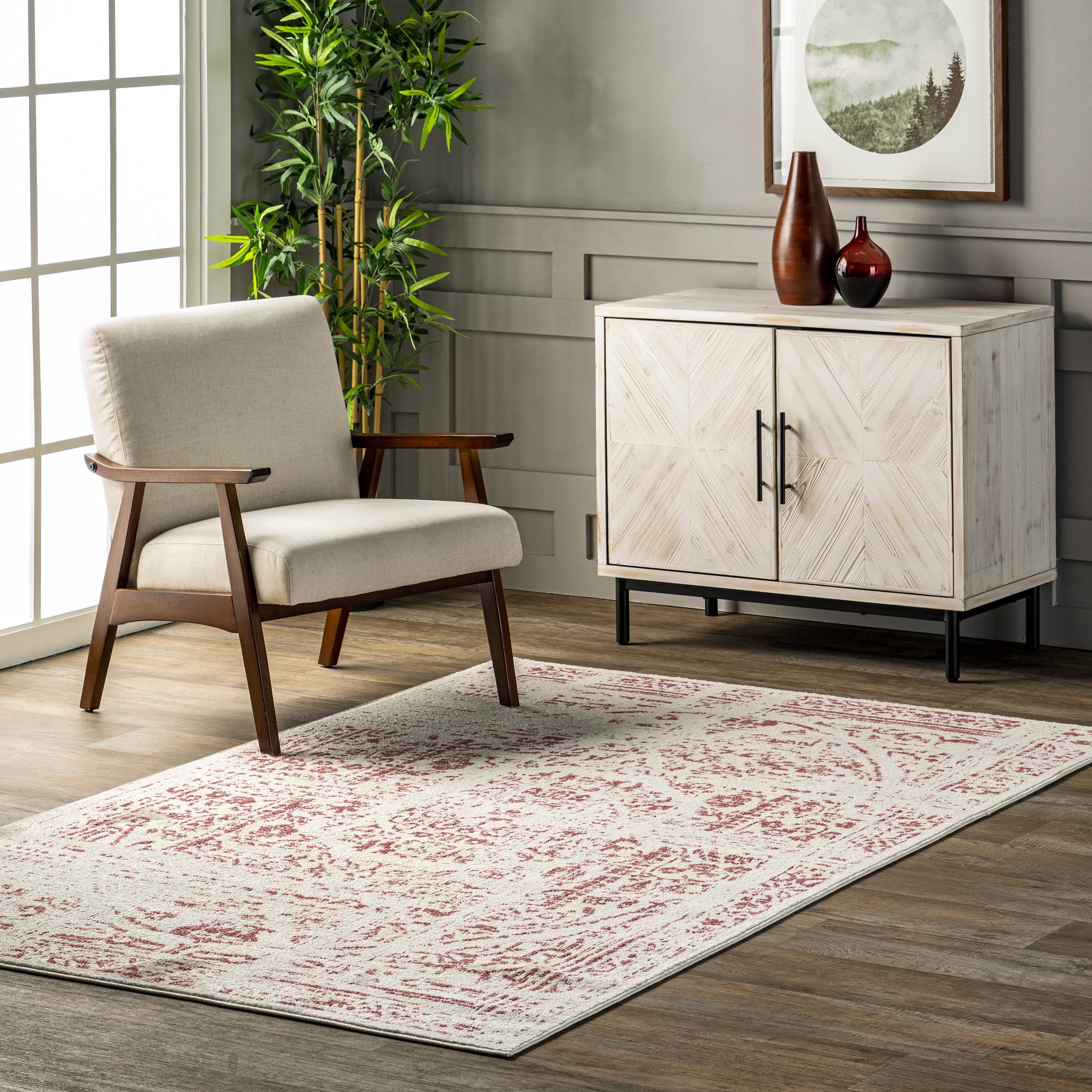 nuLOOM Arlena Vintage Traditional Area Rug, 4' x 6', Pink - Walmart.com