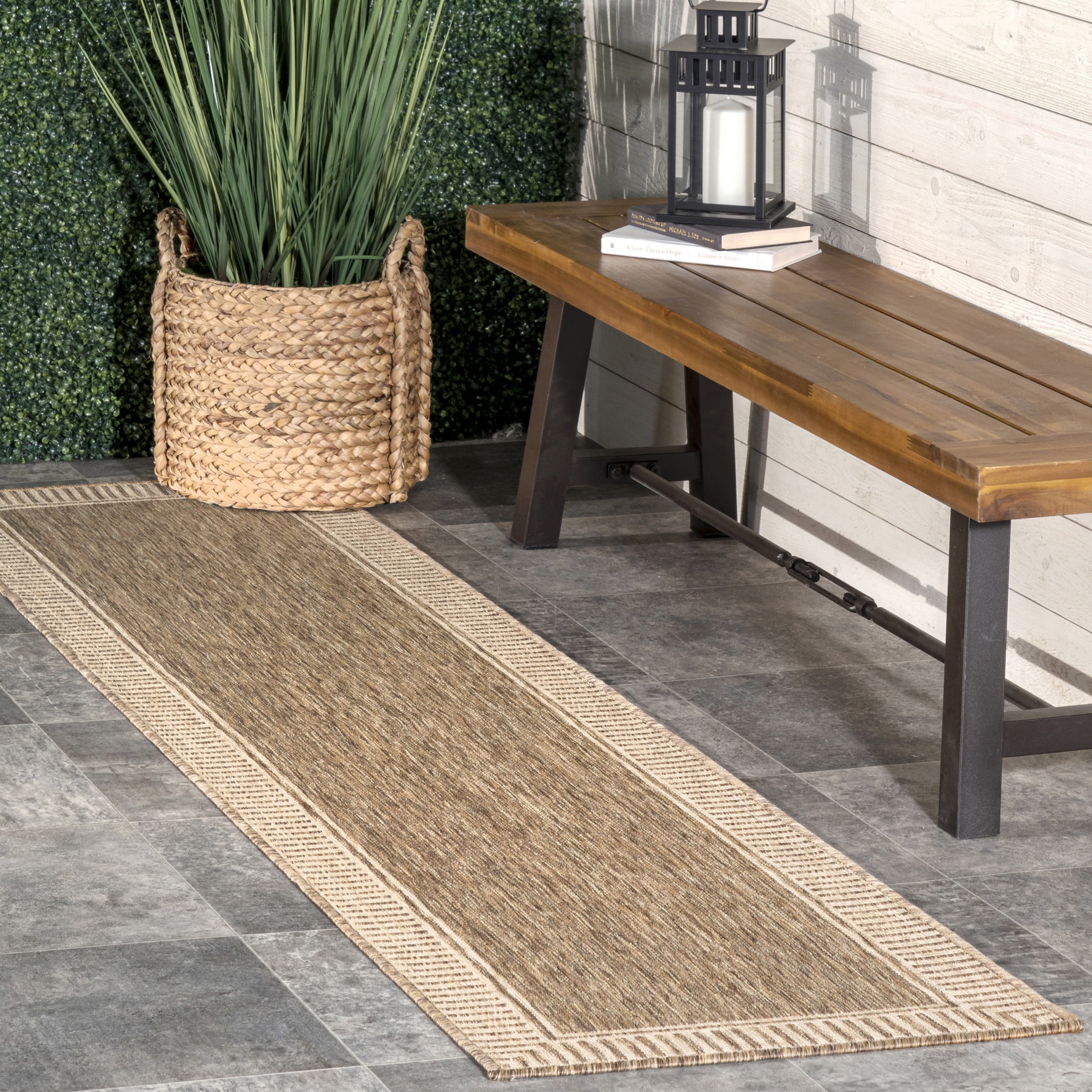 nuLOOM Asha Simple Border Indoor/Outdoor Area Rug, 2' x 10', Runner ...