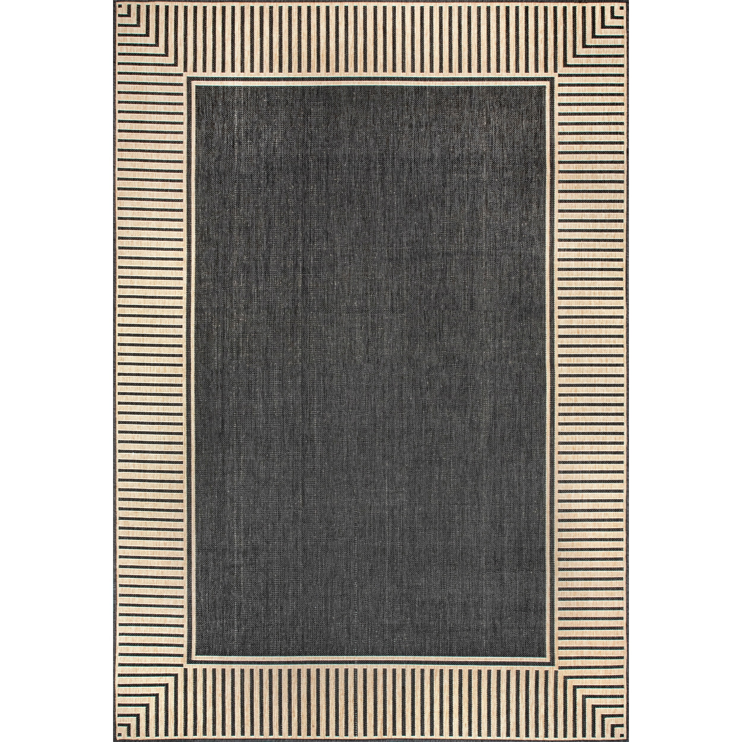 nuLOOM Asha Simple Border Indoor/Outdoor Area Rug, 6' 7" x 9', Dark ...