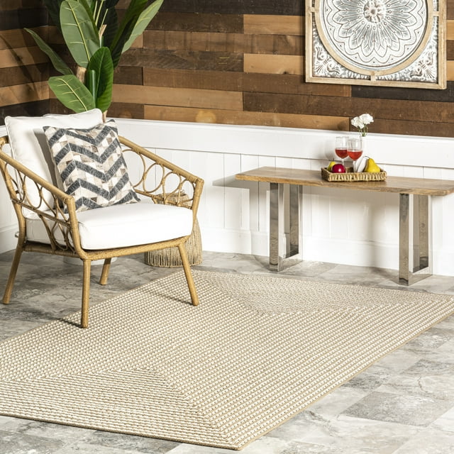nuLOOM Ausha Casual Braided Indoor/Outdoor Area Rug, 5' x 8', Beige ...