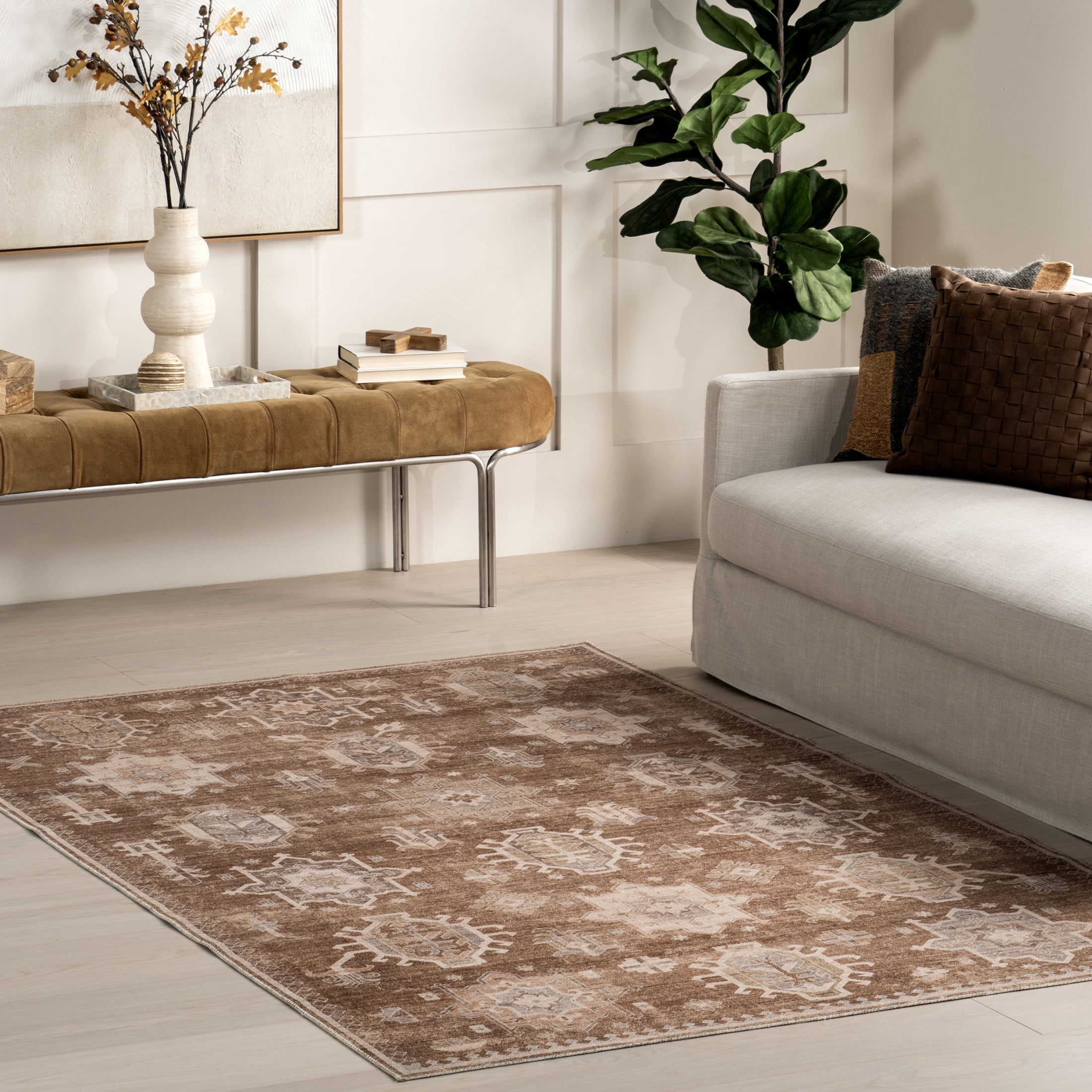 nuLOOM Avalon SpinClean Multi Medallion Machine Washable Area Rug, 4' x ...