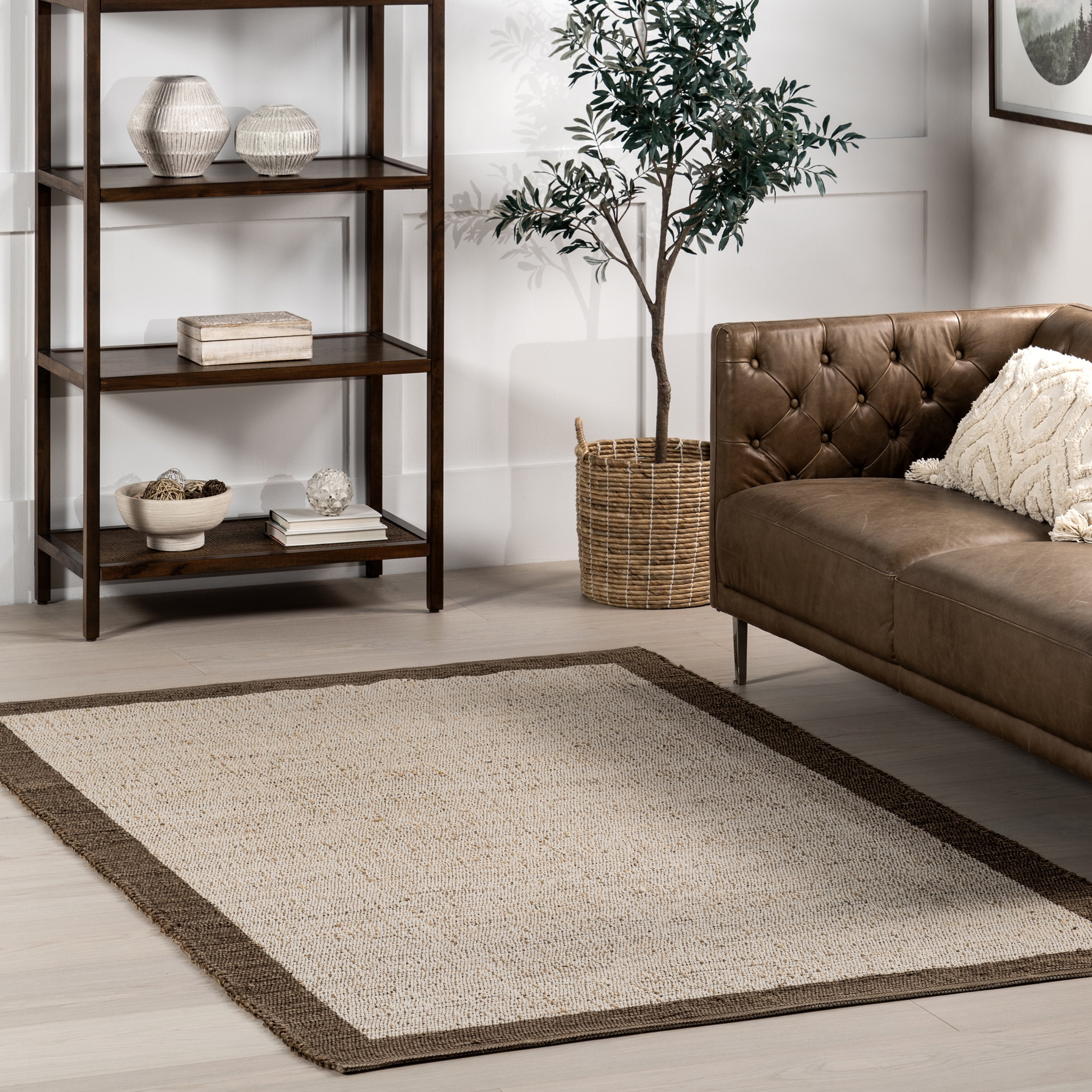 nuLOOM Bronwyn Farmhouse Bordered Jute Blend Area Rug, 2' x 8', Brown ...