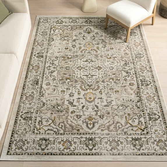 nuLOOM Cady Machine Washable Transitional Area Rug, 4' x 6', Cream ...
