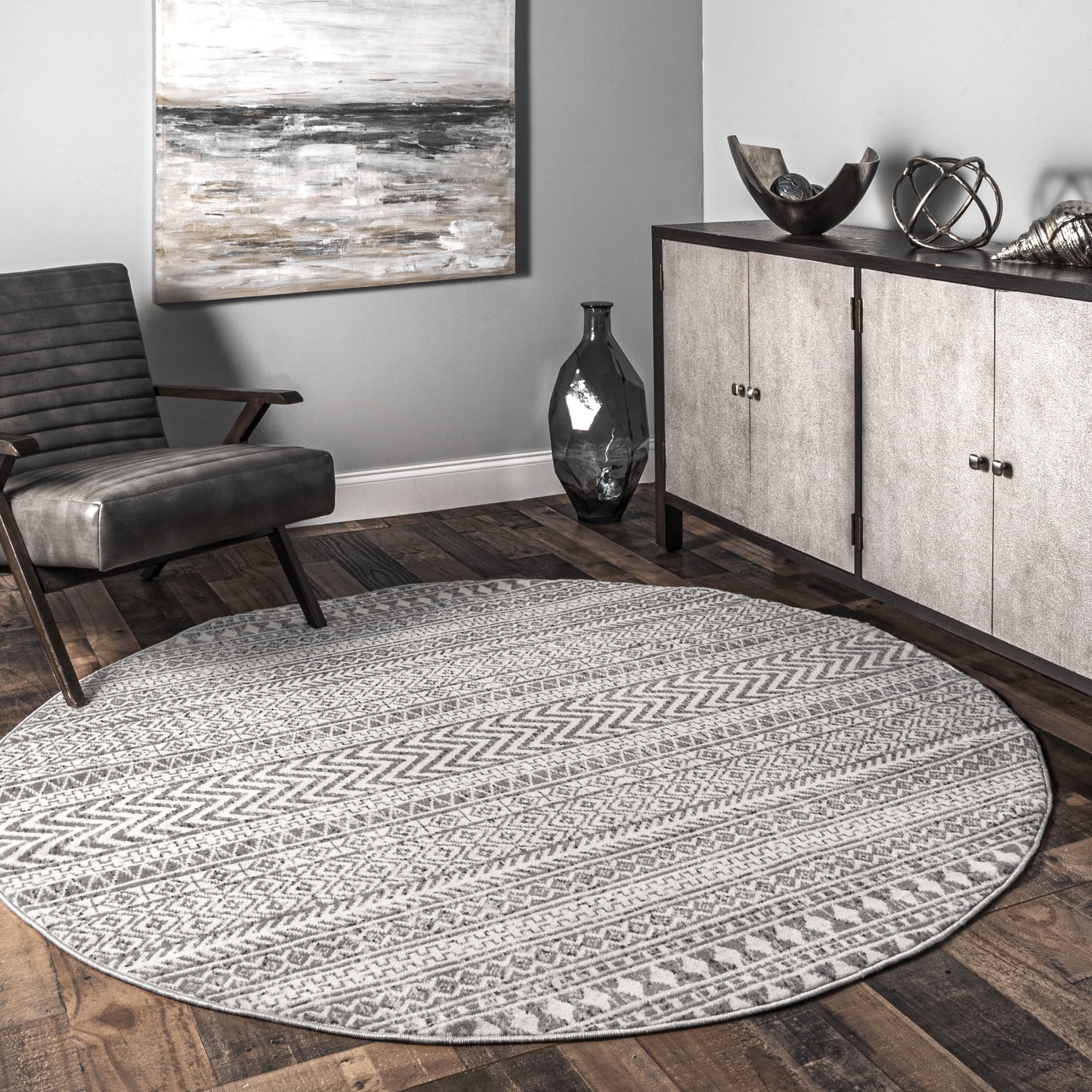 nuLOOM Catherina Transitional Geometric Area Rug, 8', Round, Catherina ...