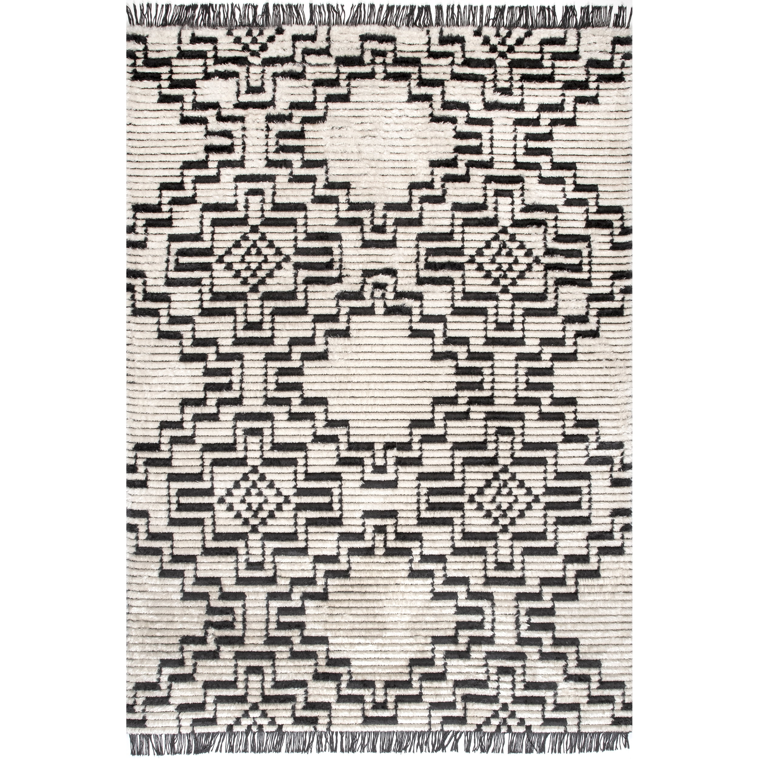 nuLOOM Celia Soft Shag Abstract Aztec Fringe Area Rug, 7' 10" x 10 ...