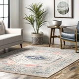 nuLOOM Chase Faded Vintage Medallion Area Rug, 8' x 10', Light Pink ...