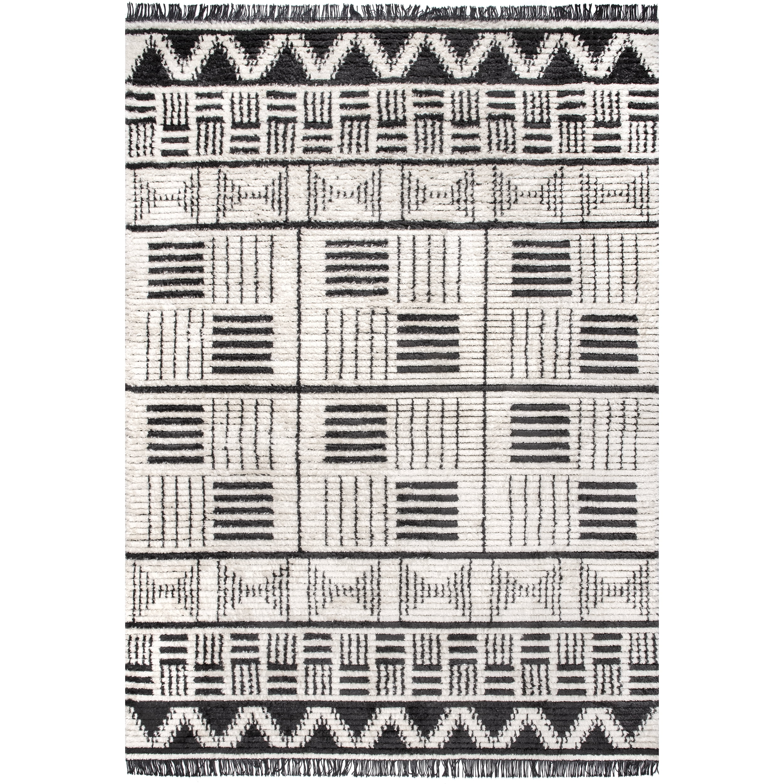 nuLOOM Christy Aztec Soft Shag Fringe Accent Rug, 3' x 5', Beige ...