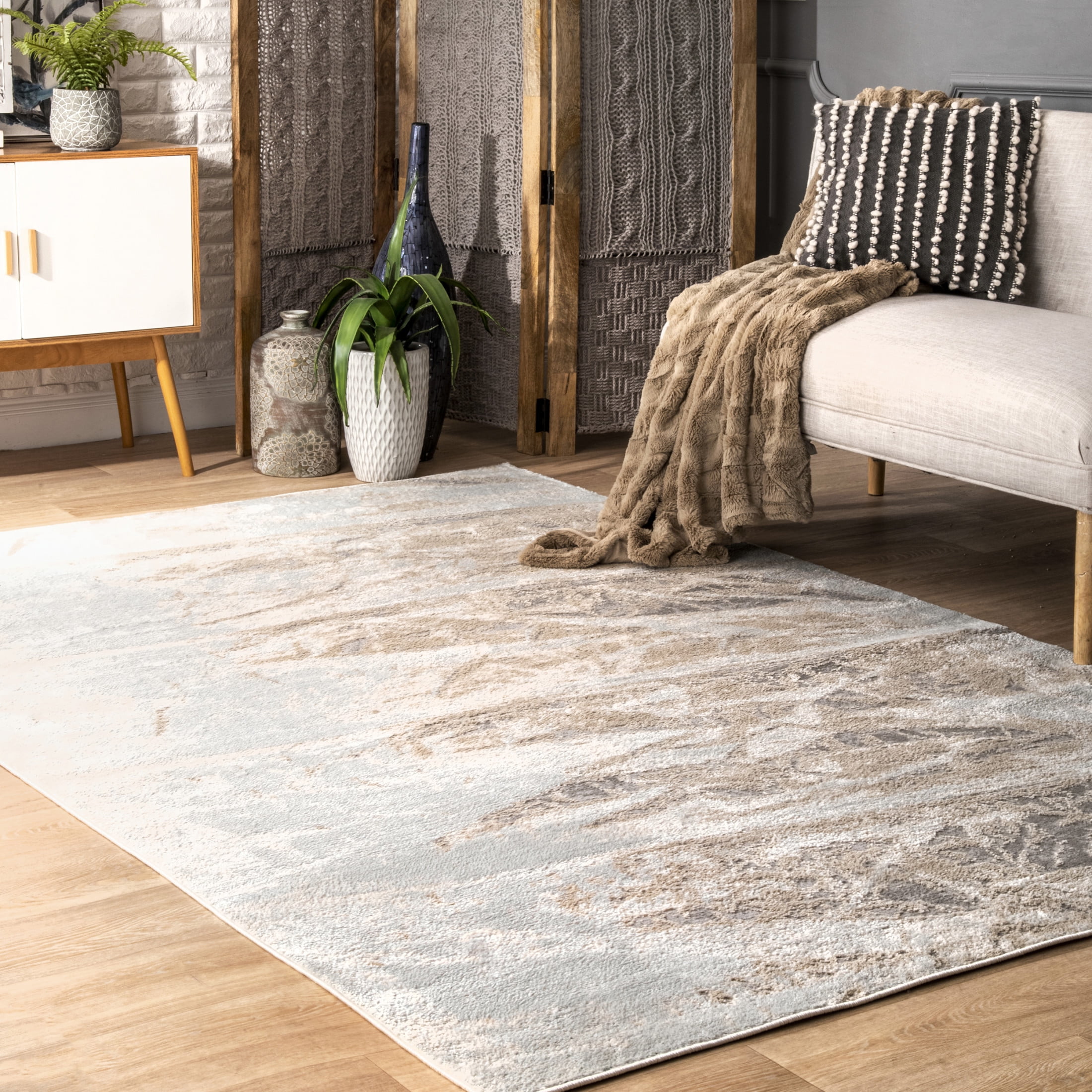 nuLOOM Contemporary Abstract Leora Area Rug, 5' x 8', Leora Silver ...