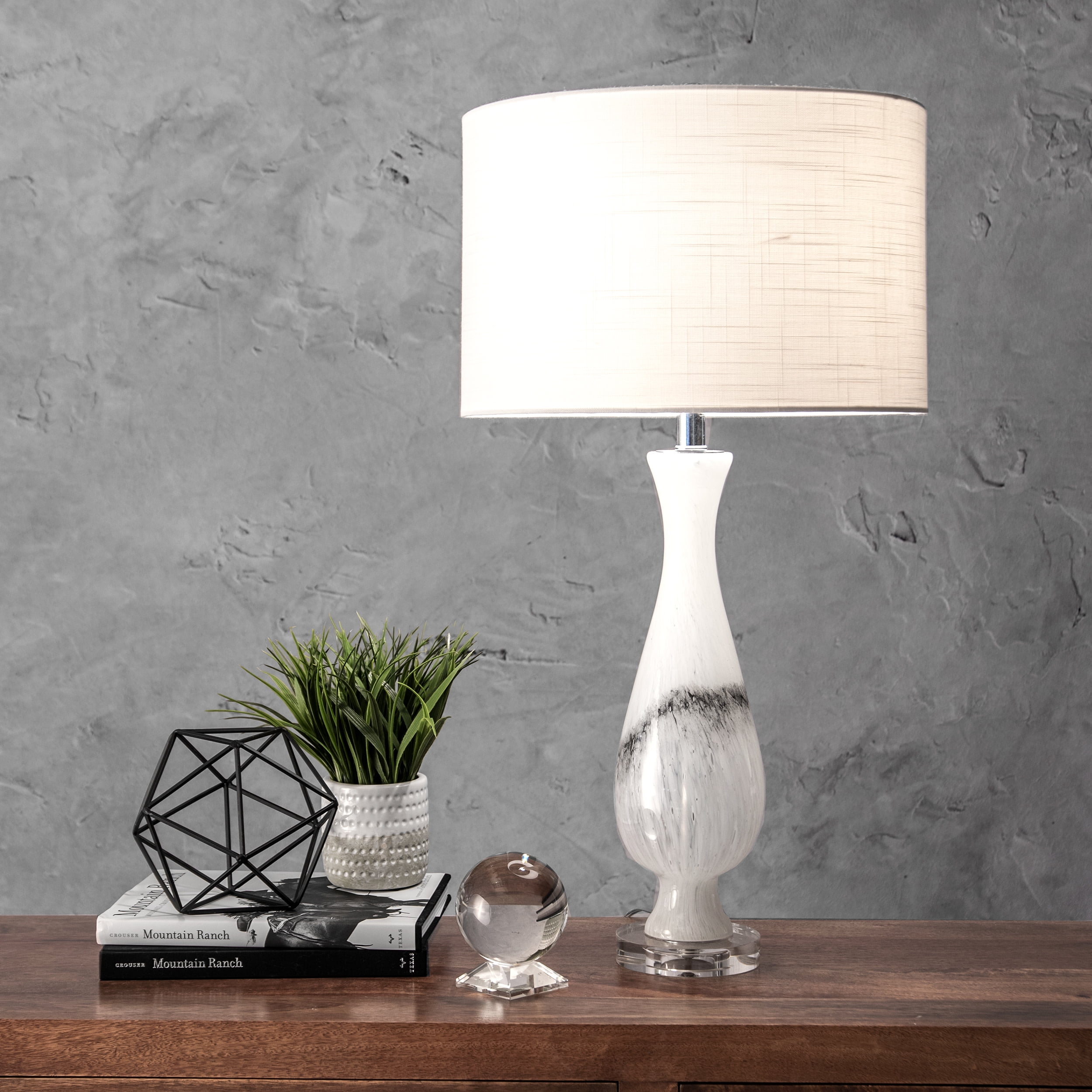 nuLOOM Dayton 30" Glass Marbleized Table Lamp, 30" H x 16" W x 16" D ...