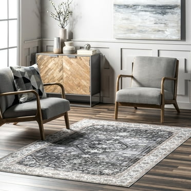 nuLOOM Ren Vintage Floral Area Rug, Machine Washable, Perfect for ...