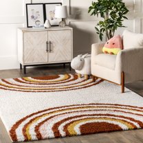 MDA Rugs Mateos Thick Polyester Shag Area Rug, Contemporary Design, Red ...
