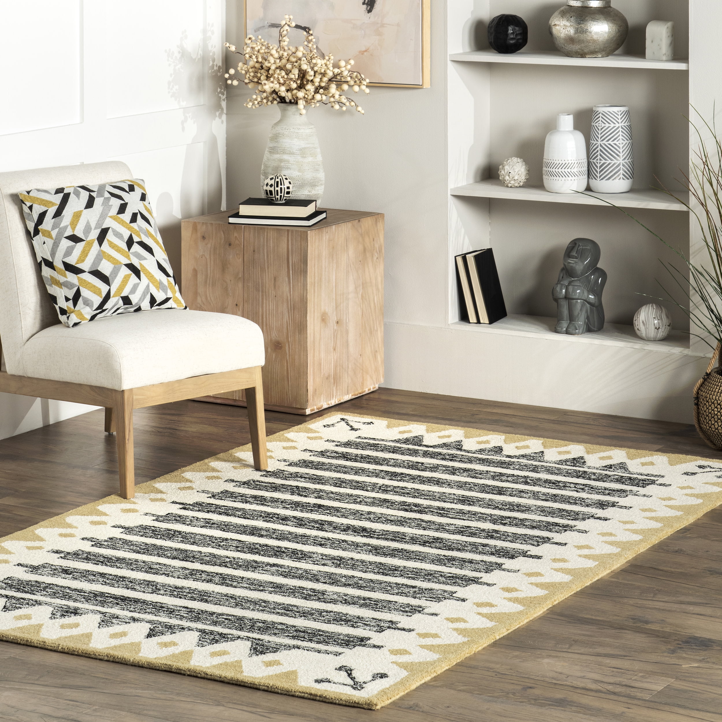 nuLOOM Eija Transitional Striped Wool Area Rug, 8' x 10', Yellow ...