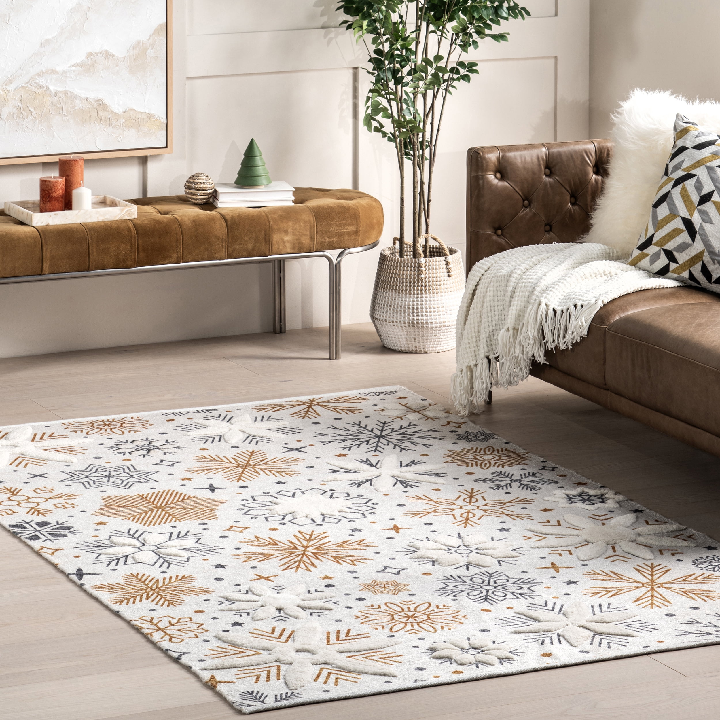 nuLOOM Eloide High-Low Snowflake Area Rug, 2' x 3', White - Walmart.com