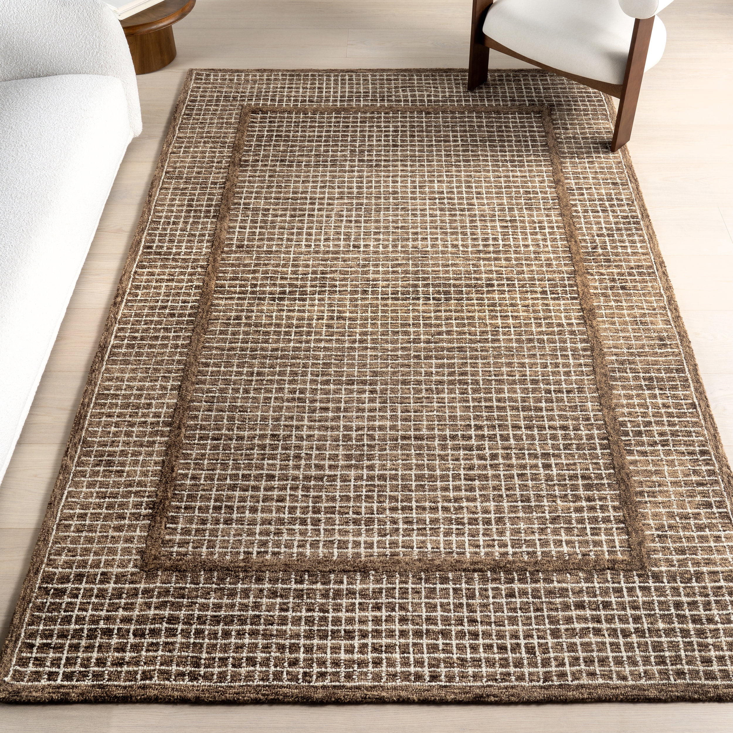 nuLOOM Emaline Geometric Wool Area Rug, 9' x 12', Brown - Walmart.com