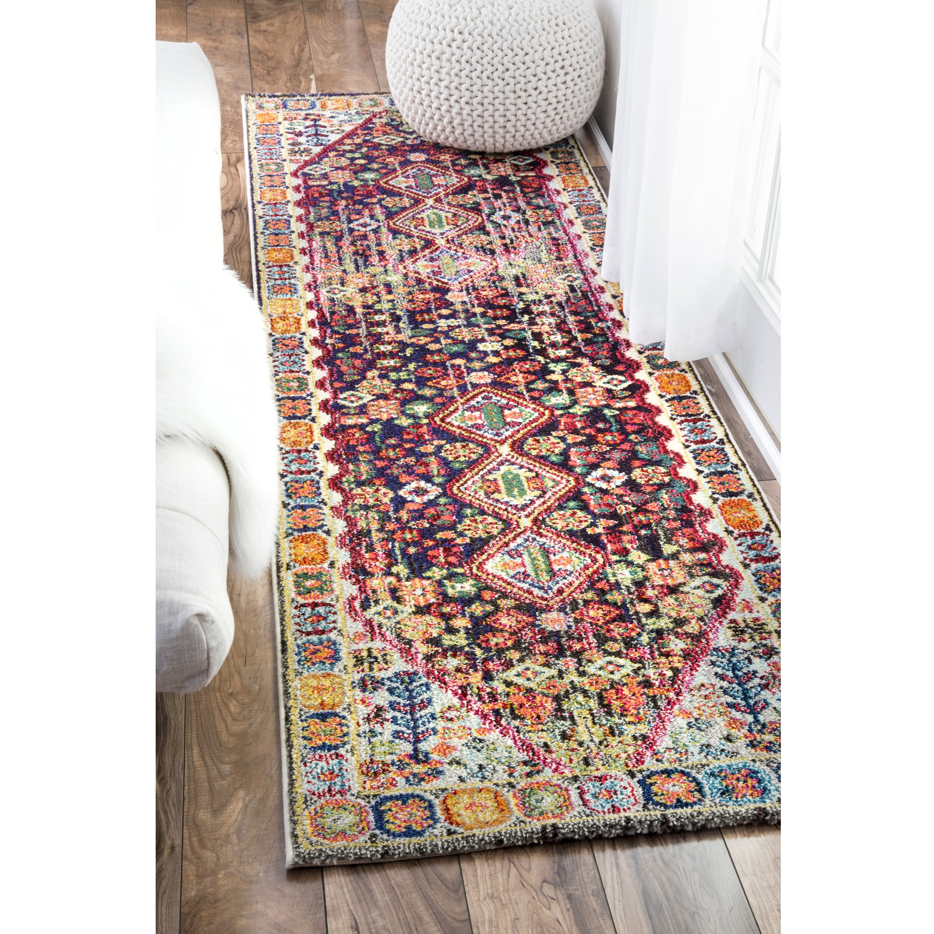 nuLOOM Erline Colorful Bohemian Area Rug, 2' 6" x 10', Runner, Black ...