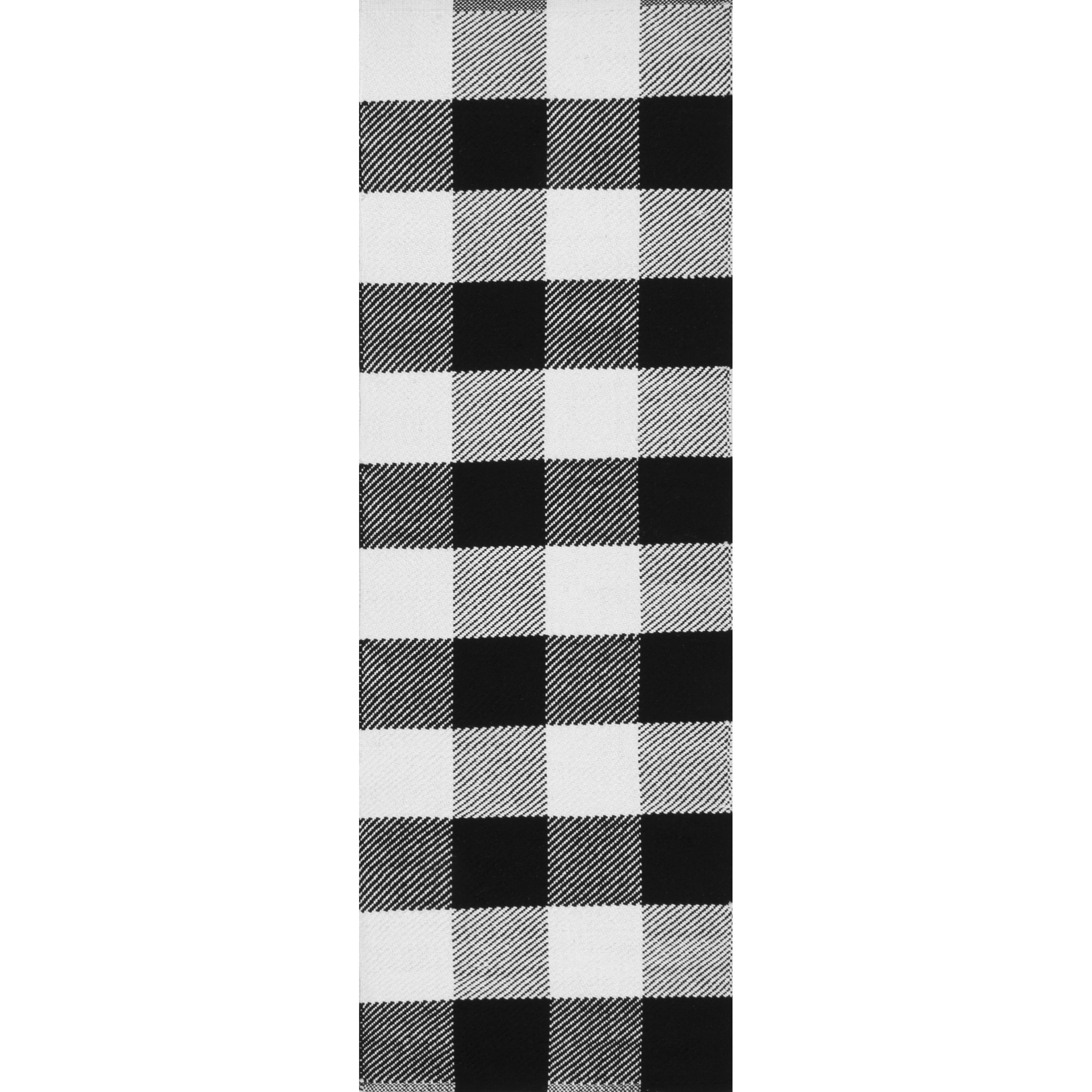 nuLOOM Gingham Flatwoven Plaid Runner Rug, 2' x 6', Black - Walmart.com